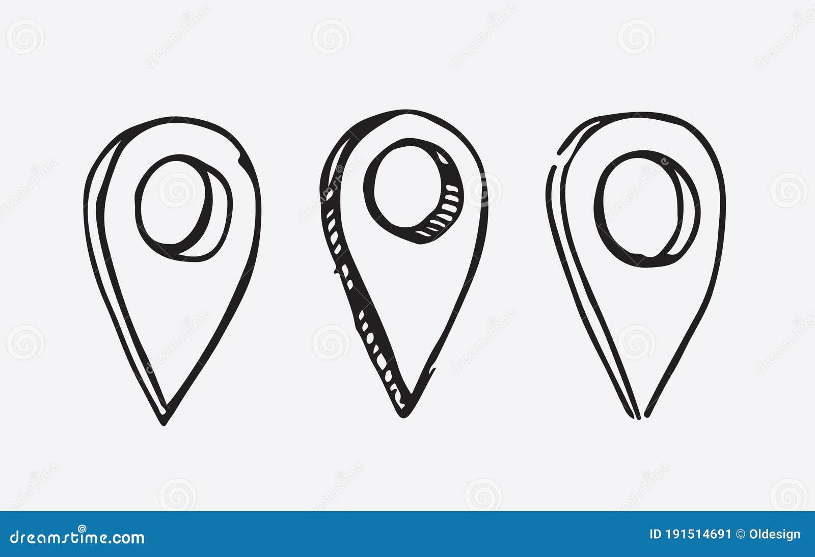 Map Pointer Vector Hand Drawn Illustration Stock Vector - Illustration ...