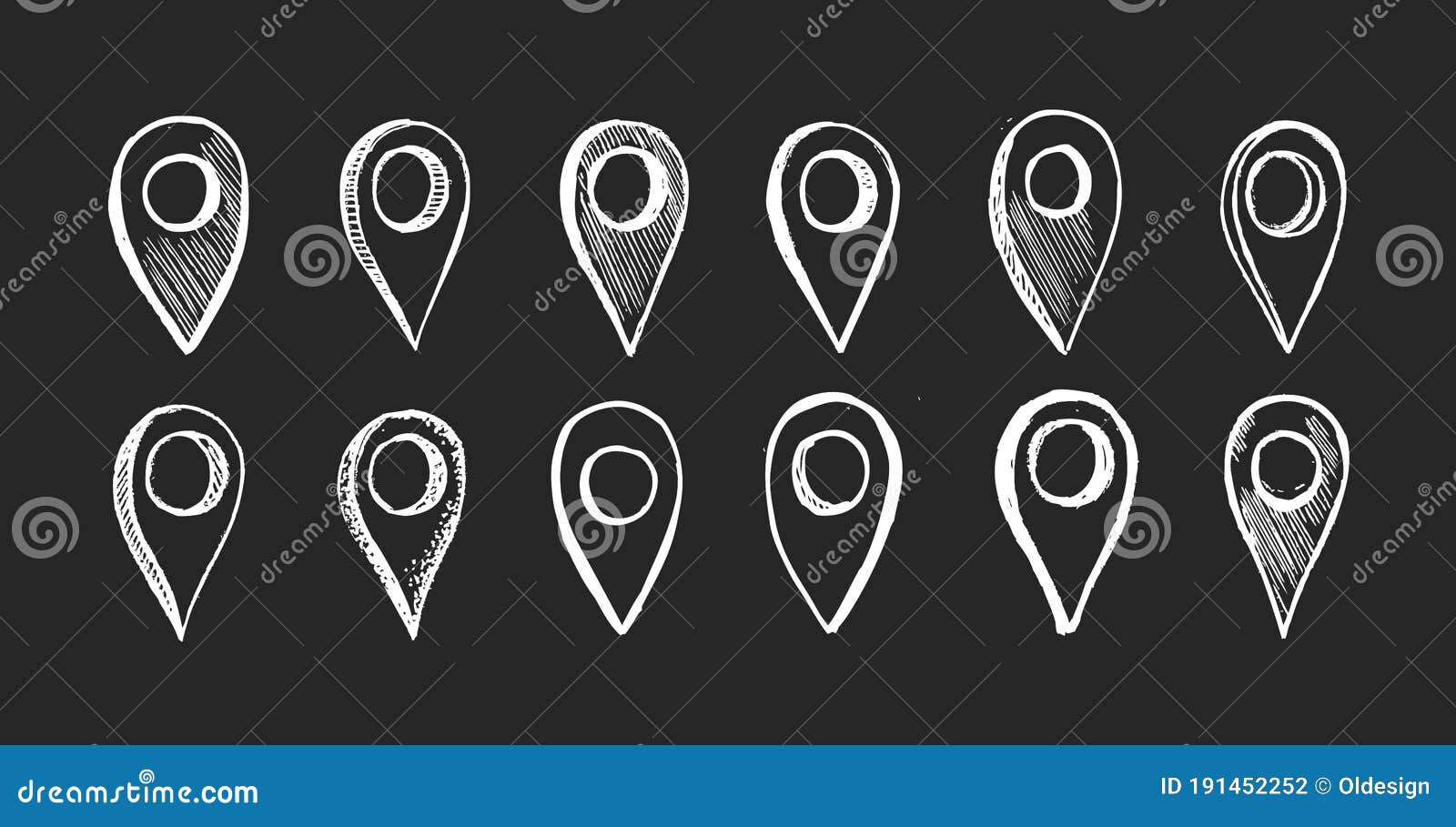 Map Pointer Vector Hand Drawn Illustration. Stock Vector - Illustration ...