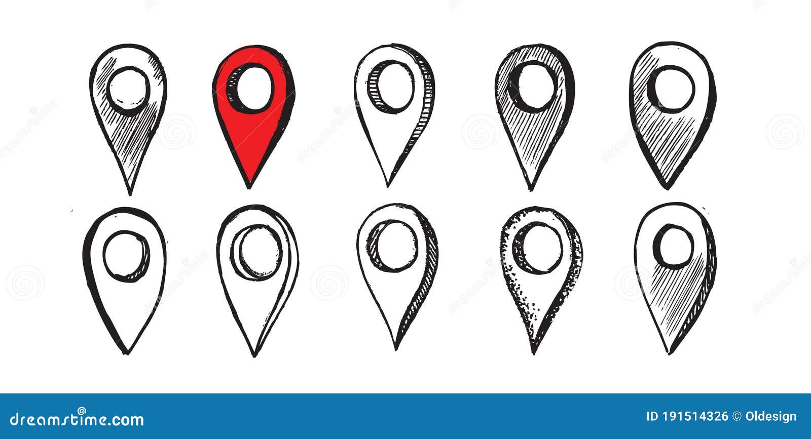 Map Pointer Vector Hand Drawn Illustration Stock Vector - Illustration ...