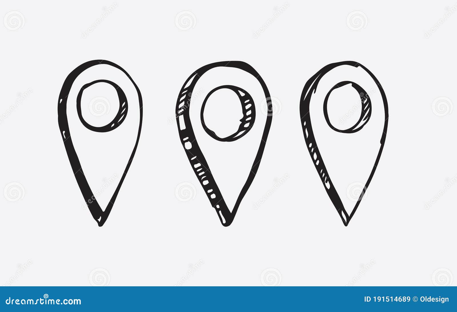 Map Pointer Vector Hand Drawn Illustration Stock Vector - Illustration ...