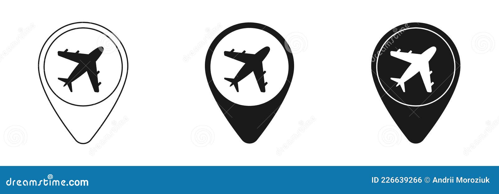 Map Pointer Vector Illustration with Airplane Icon. Icon Set Stock ...