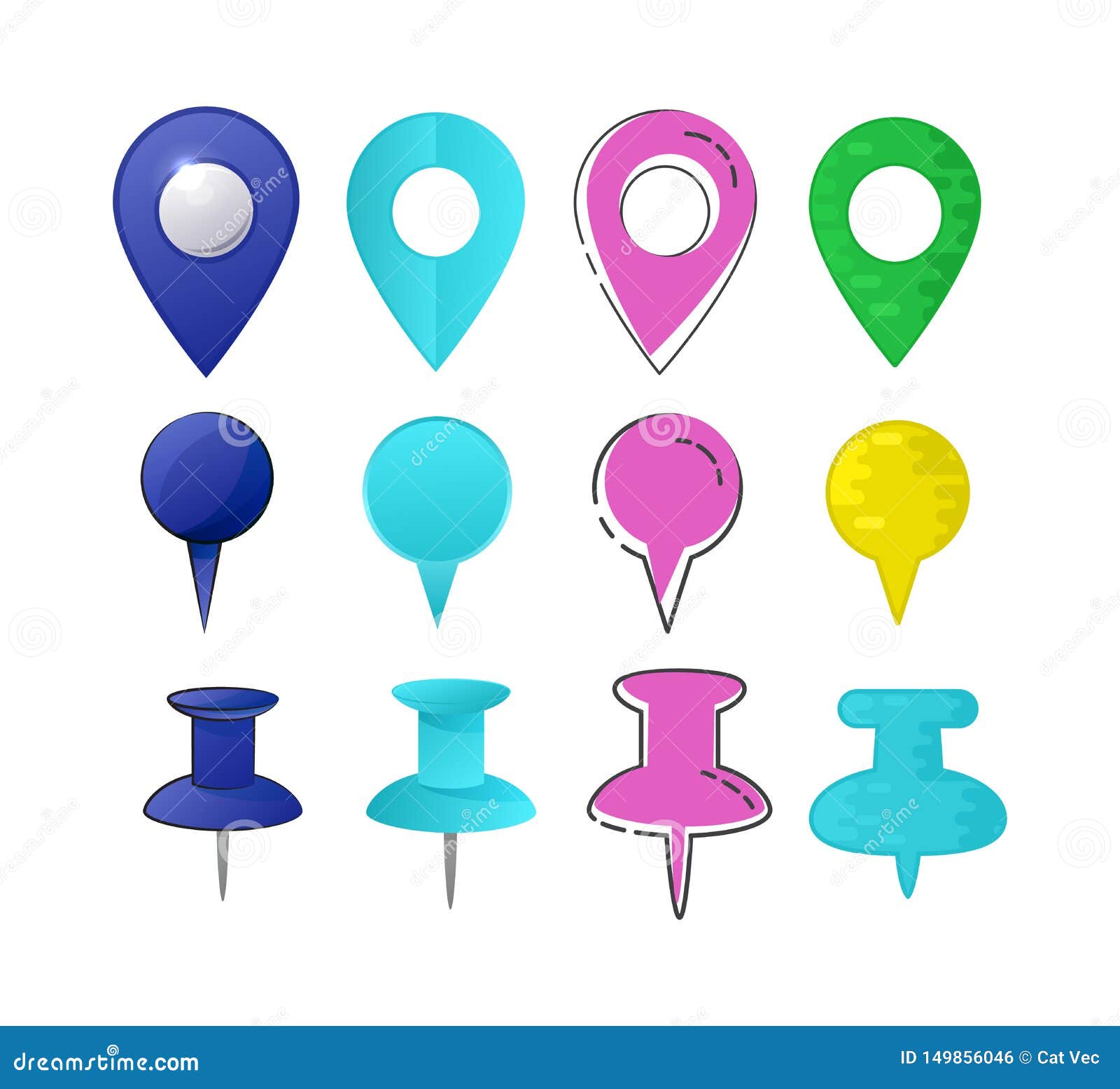 Map Pointer Vector Location Pin Marker Sign Navigation Icon Colorful ...
