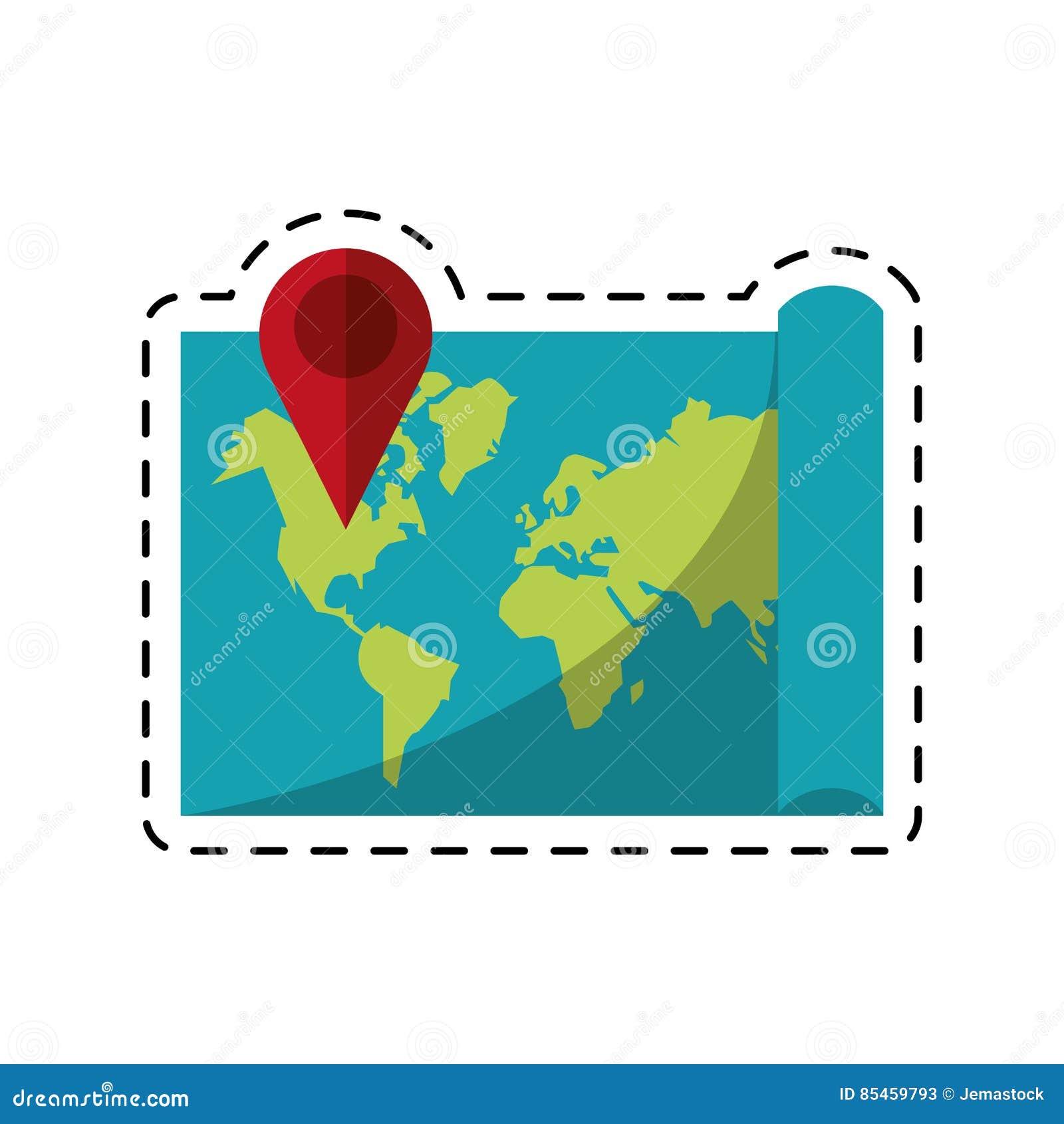 Map Pointer World Destination Icon-dotted Line Stock Vector ...