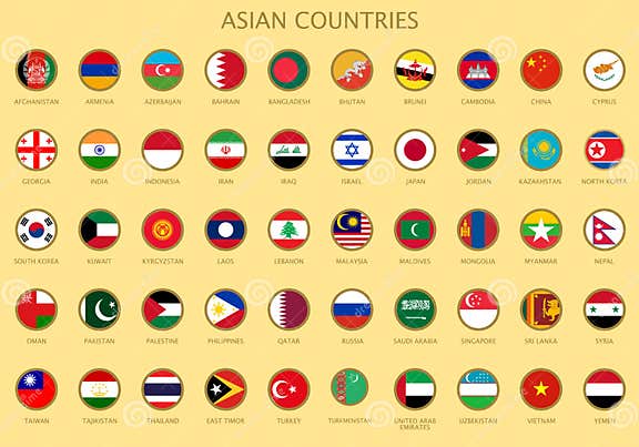 All Flags of Asian Countries Stock Vector - Illustration of logo ...