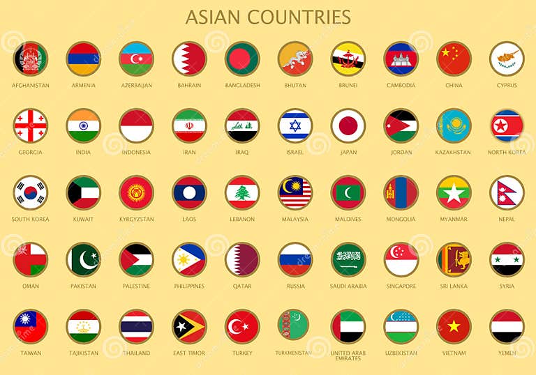 All Flags of Asian Countries Stock Vector - Illustration of logo ...