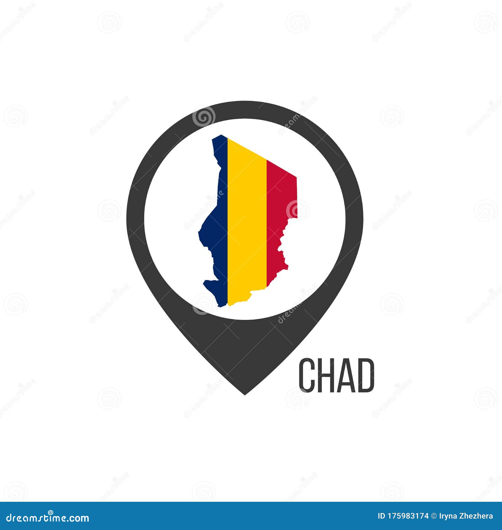 Map Pointers with Contry Chad. Chad Flag. Stock Vector Illustration ...