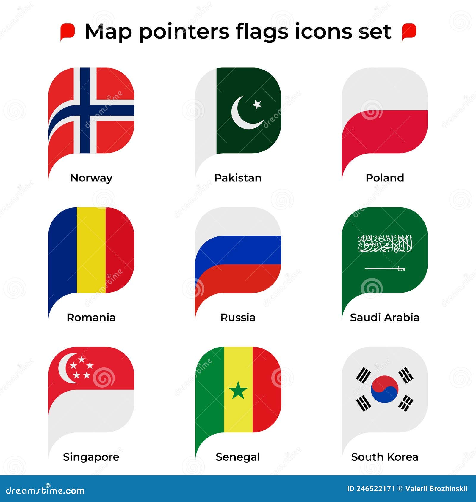 Map Pointers With Flags. Asia. Vector Illustration | CartoonDealer.com ...