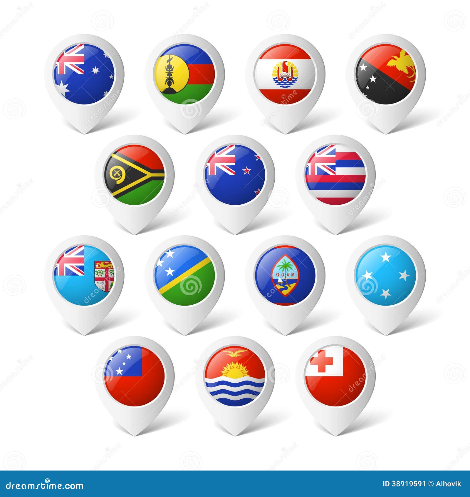 Map Pointers with Flags. Oceania. Stock Vector - Illustration of guinea ...