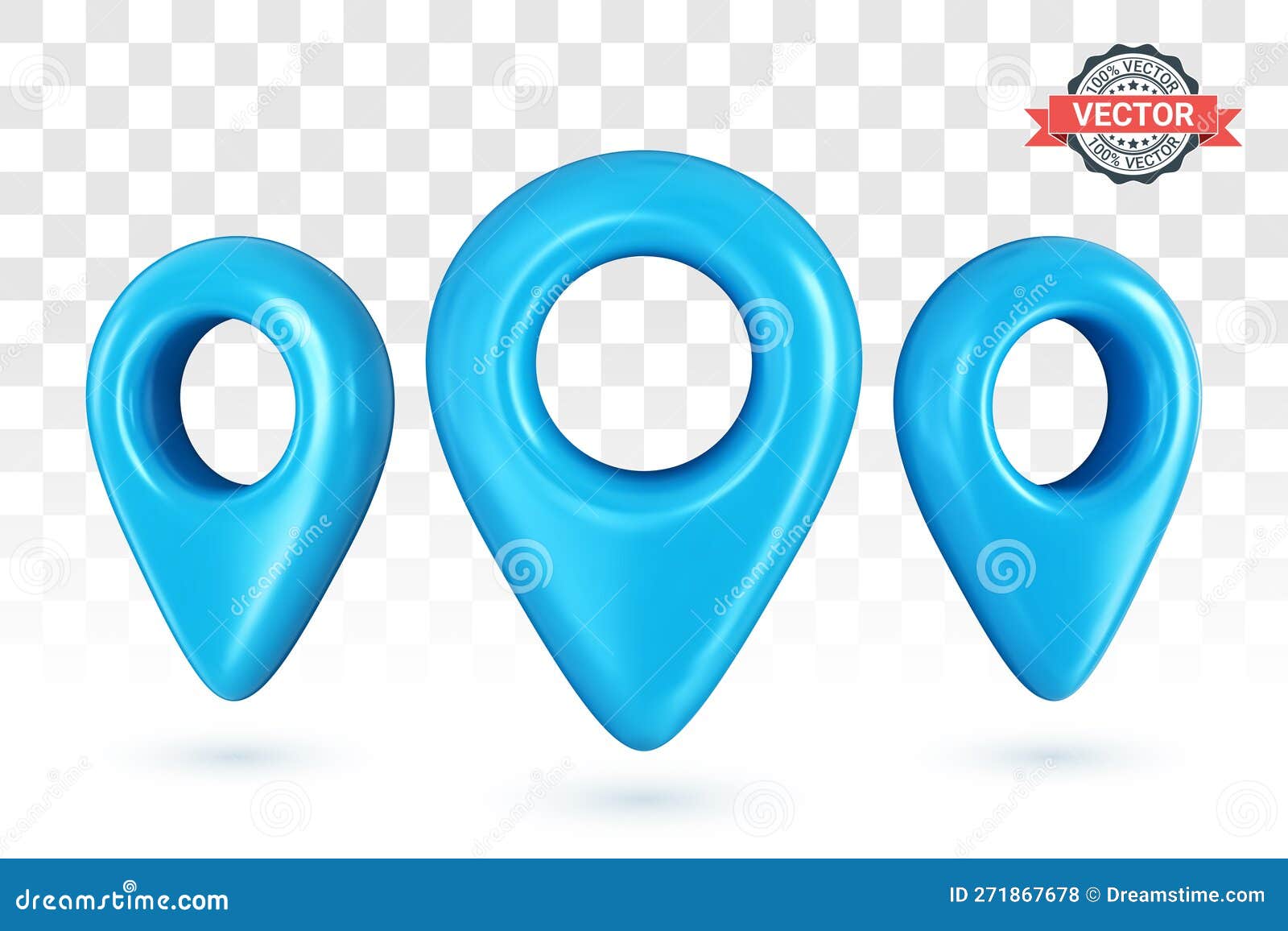 Map Pointers or GPS Location Icons Set in Plastic Cartoon Style Stock ...