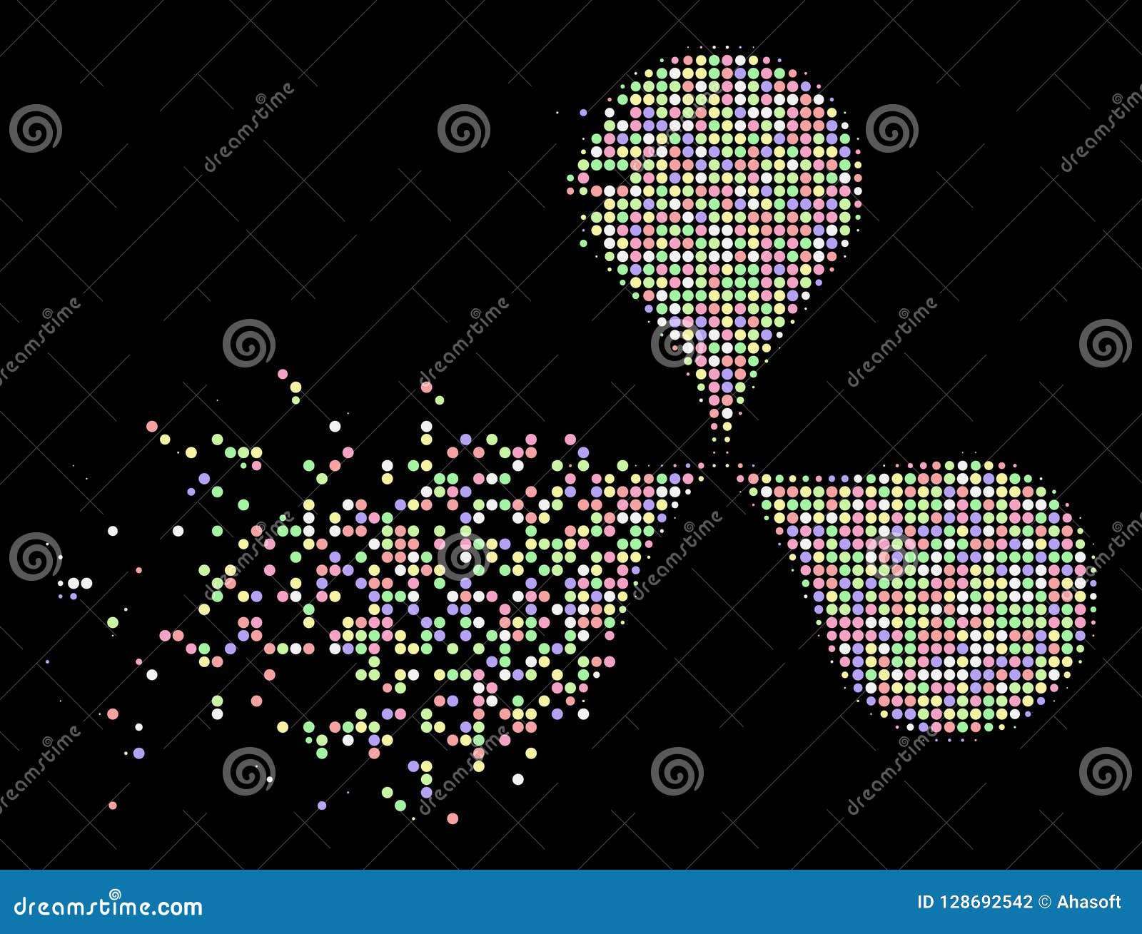 Light Dissipated Dot Halftone Map Pointers Icon Stock Vector ...