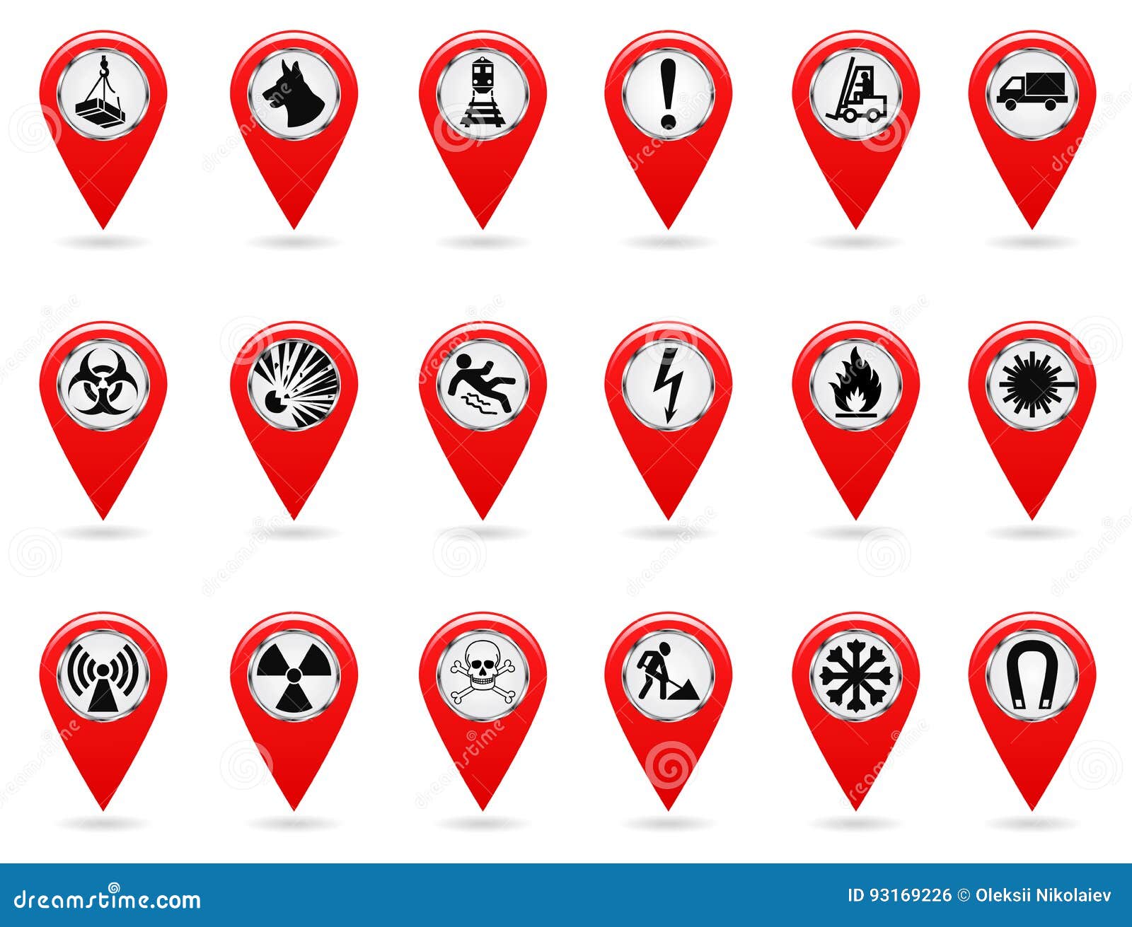Map Pointers. Set of Safety Symbols. Location and Specify the ...