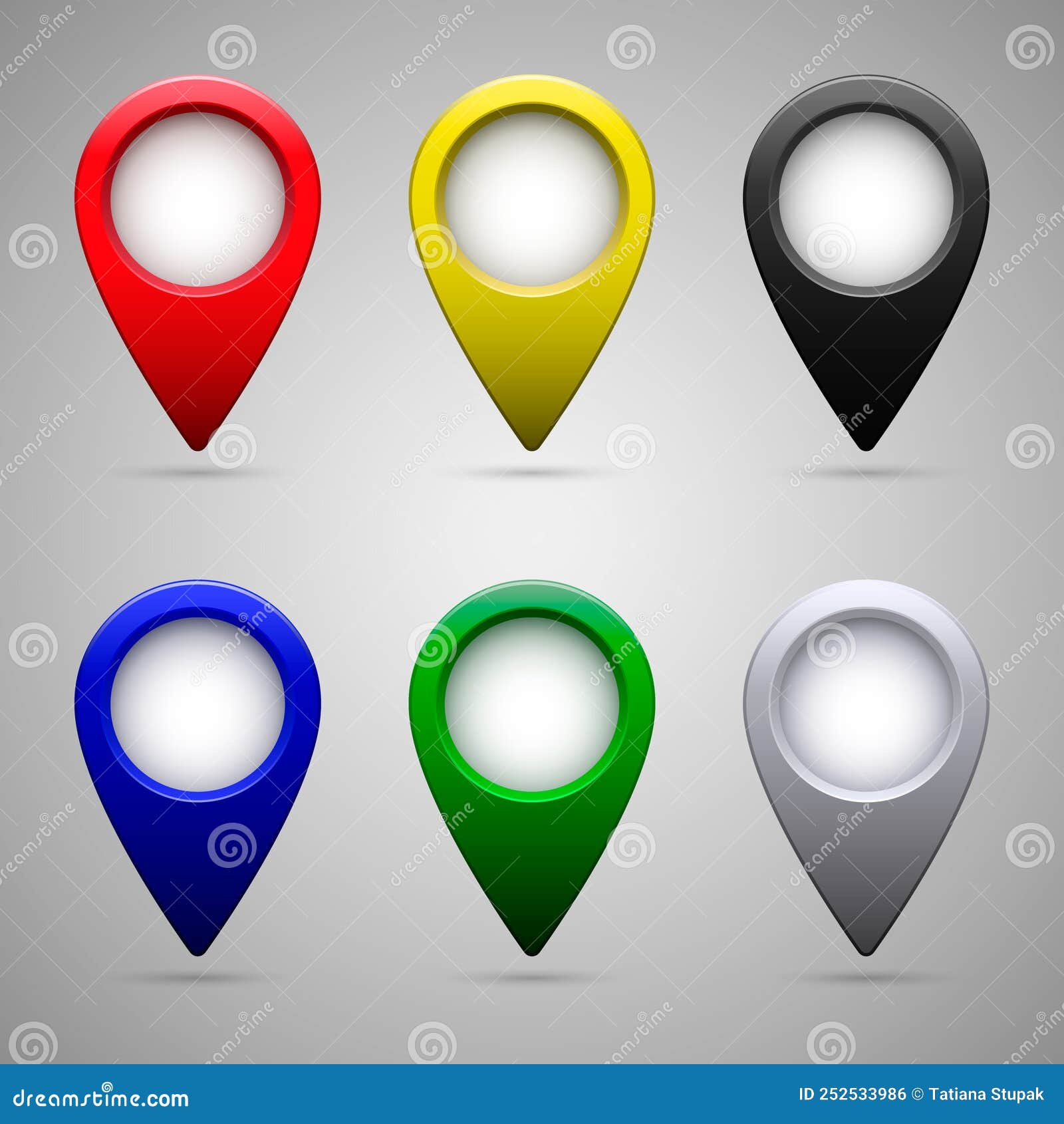 Map Pointers Set Vector Isolated Colorful Illustration Stock Vector
