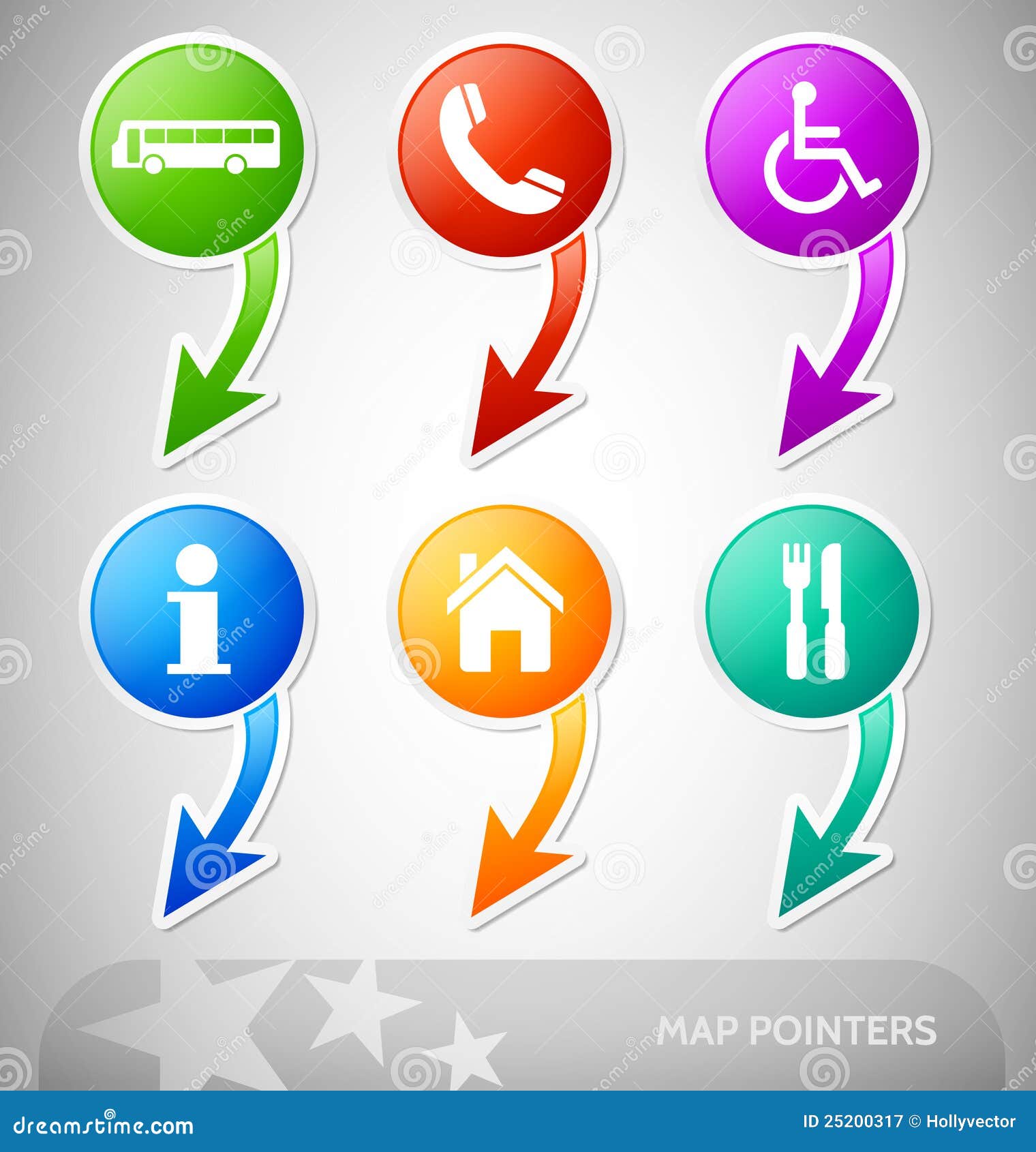 Map Pointers with symbols stock illustration. Illustration of business ...