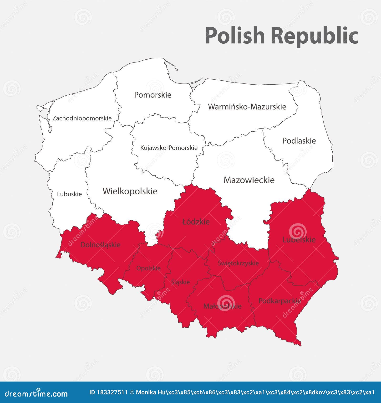 Map of the Poland in the Colors of the Flag with Administrative ...
