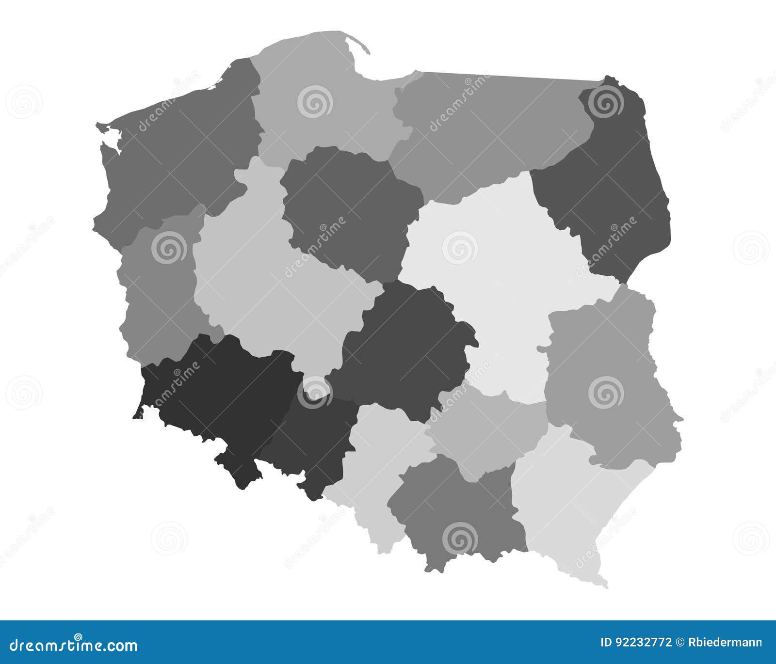 Map of Poland stock vector. Illustration of vector, grey - 92232772