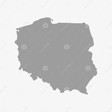 Map of Poland in Gray on a White Background Stock Vector - Illustration ...