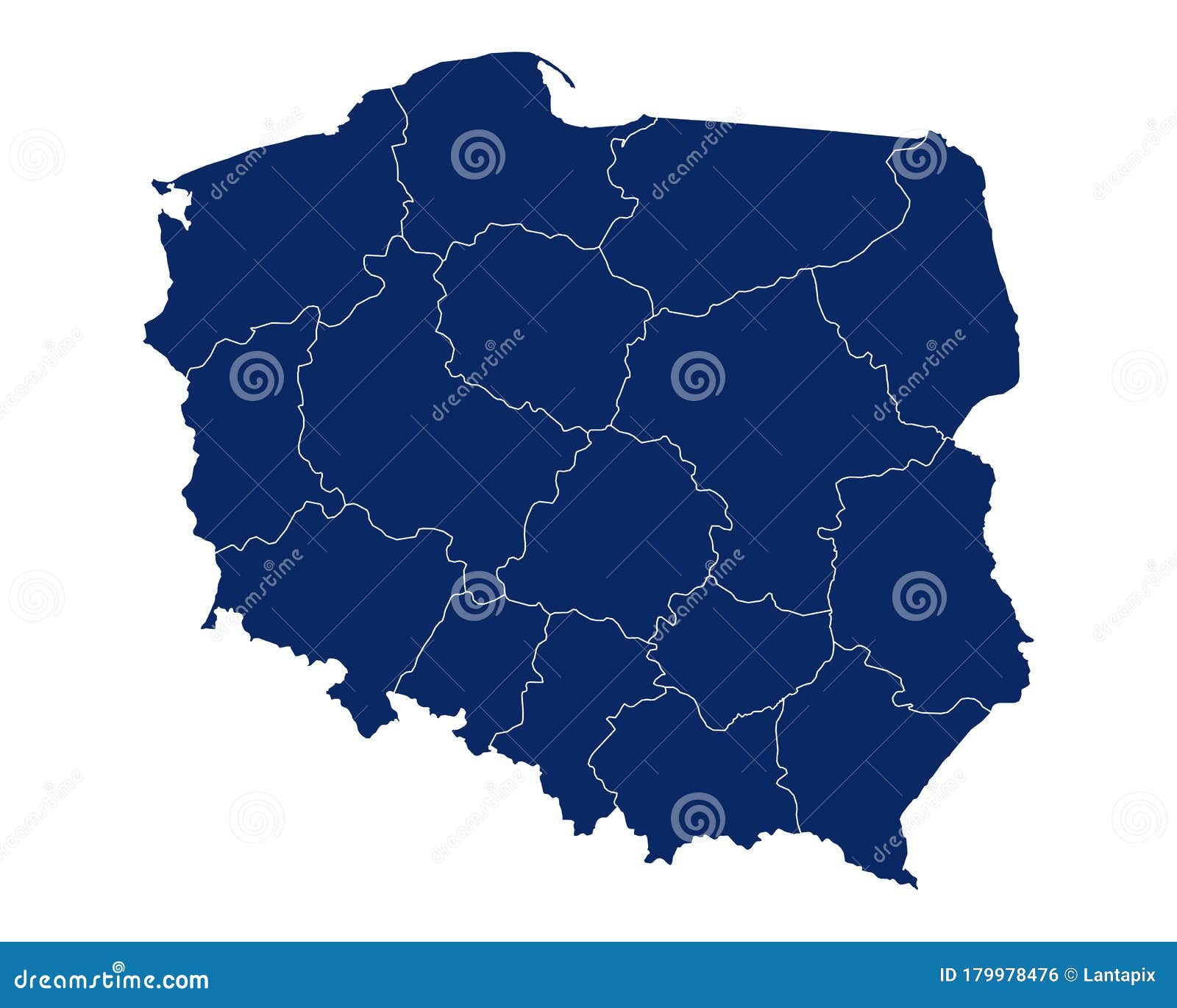 Map of Poland with Regions and Borders Stock Vector - Illustration of ...