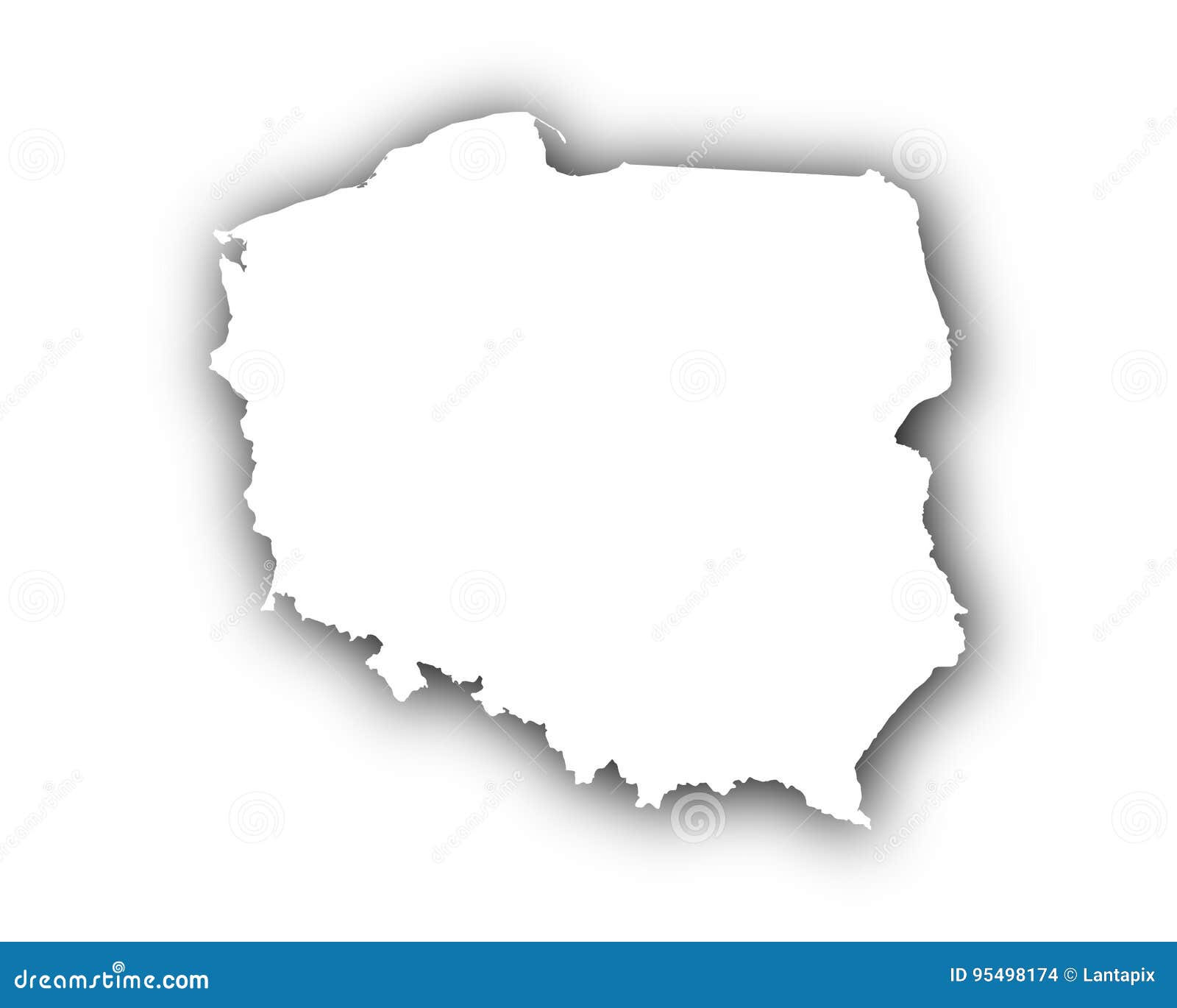 Map of Poland with shadow stock vector. Illustration of country - 95498174
