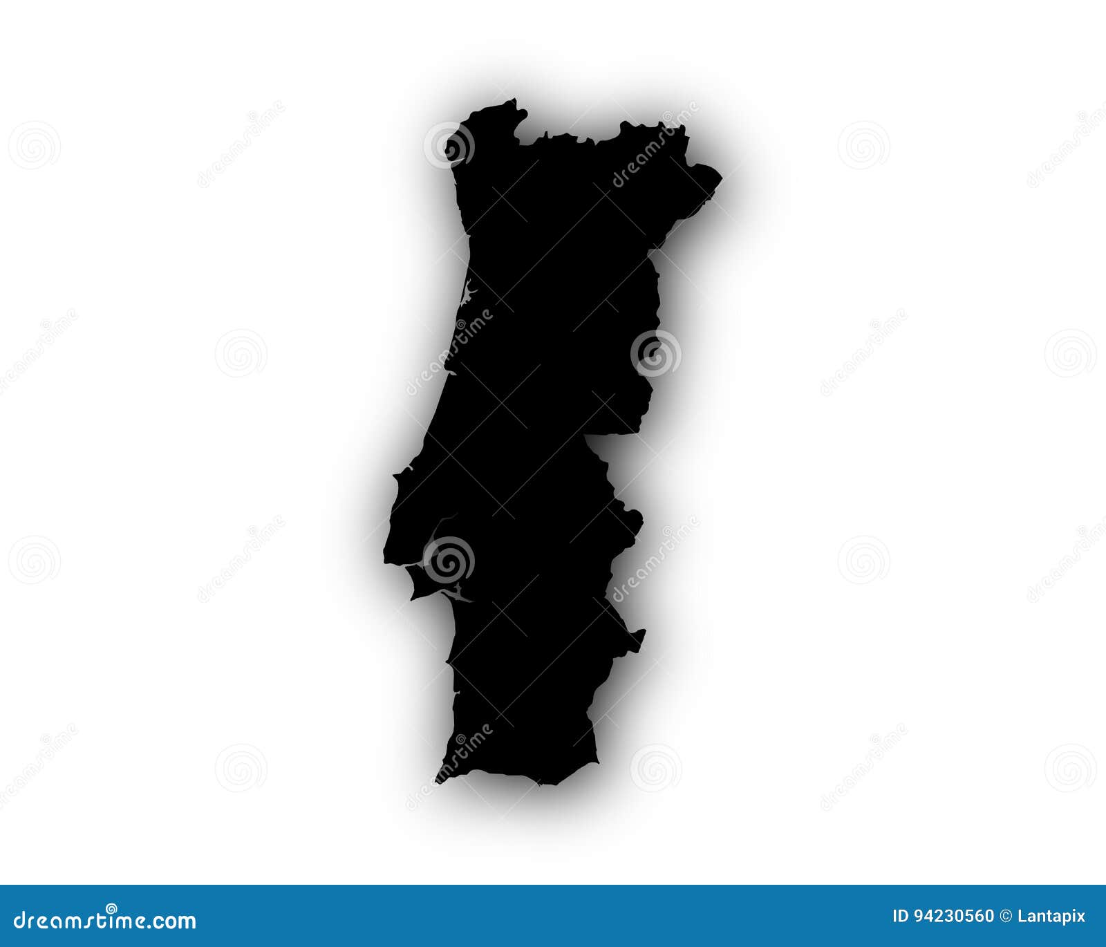 Map of Portugal with Shadow Stock Vector - Illustration of state ...
