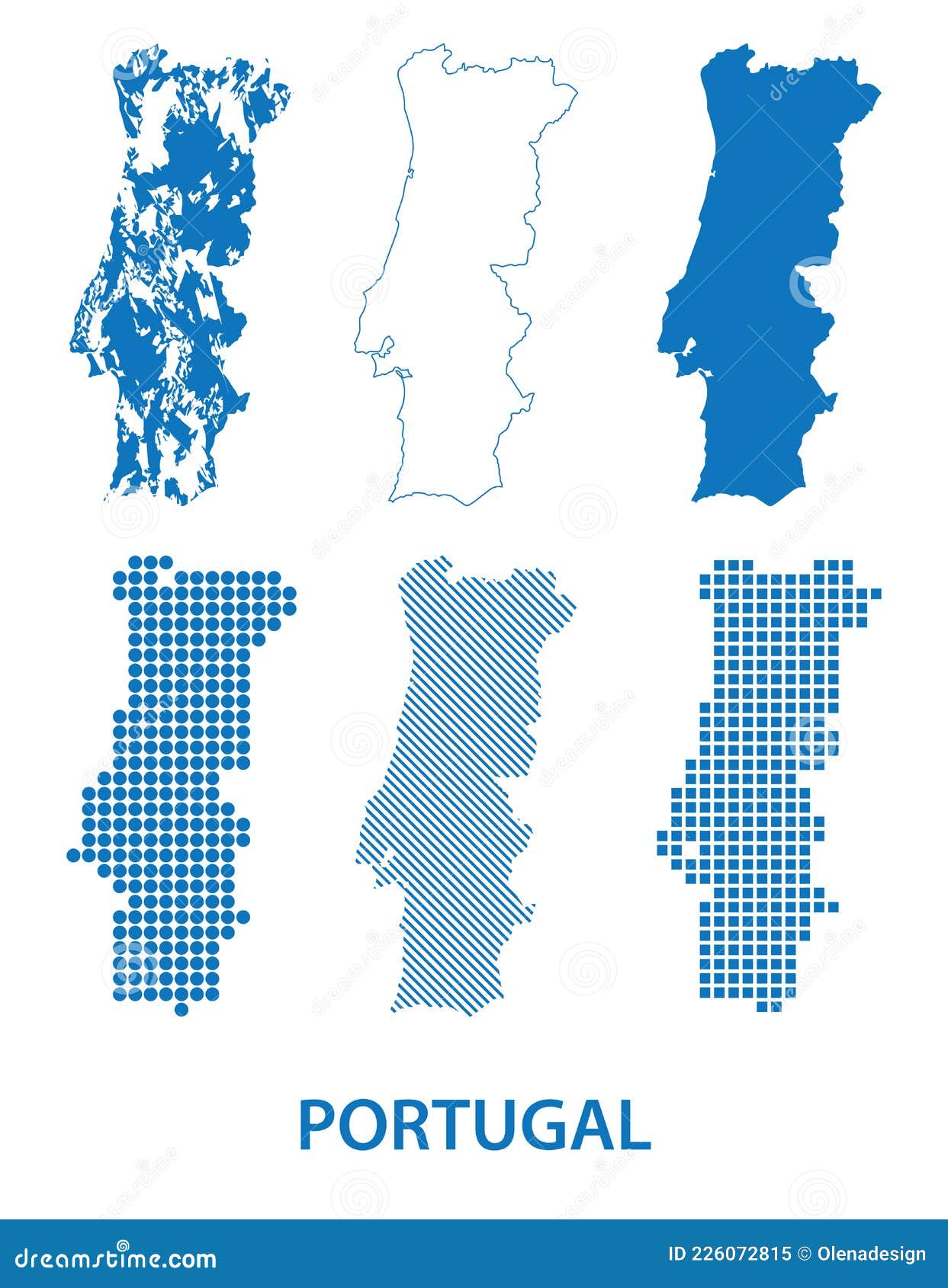 Map of Portugal - Vector Set of Silhouettes in Different Patterns Stock ...