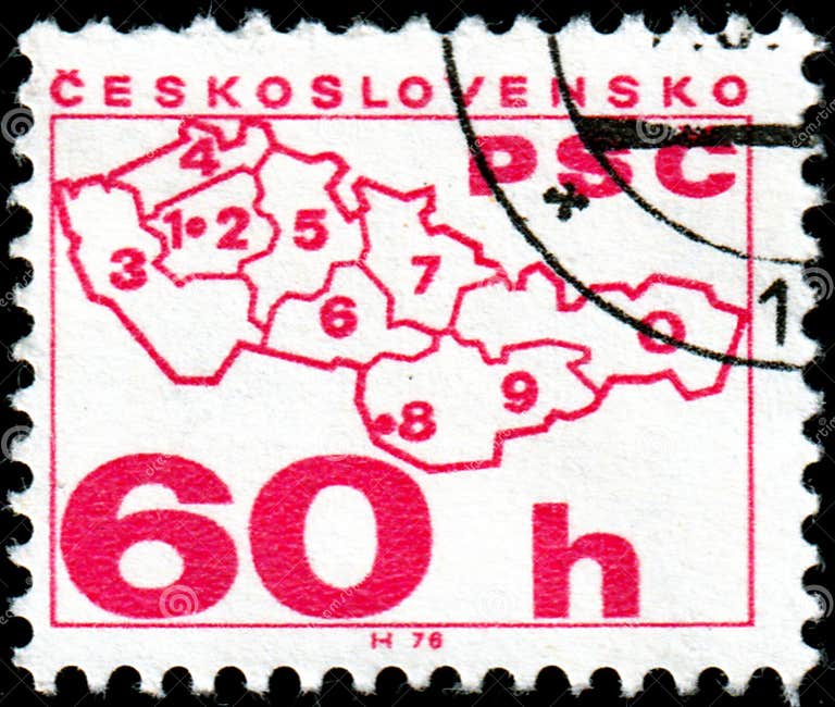 Map with the Post Code Regions - Czechoslovakia, Circa 1976 Editorial ...