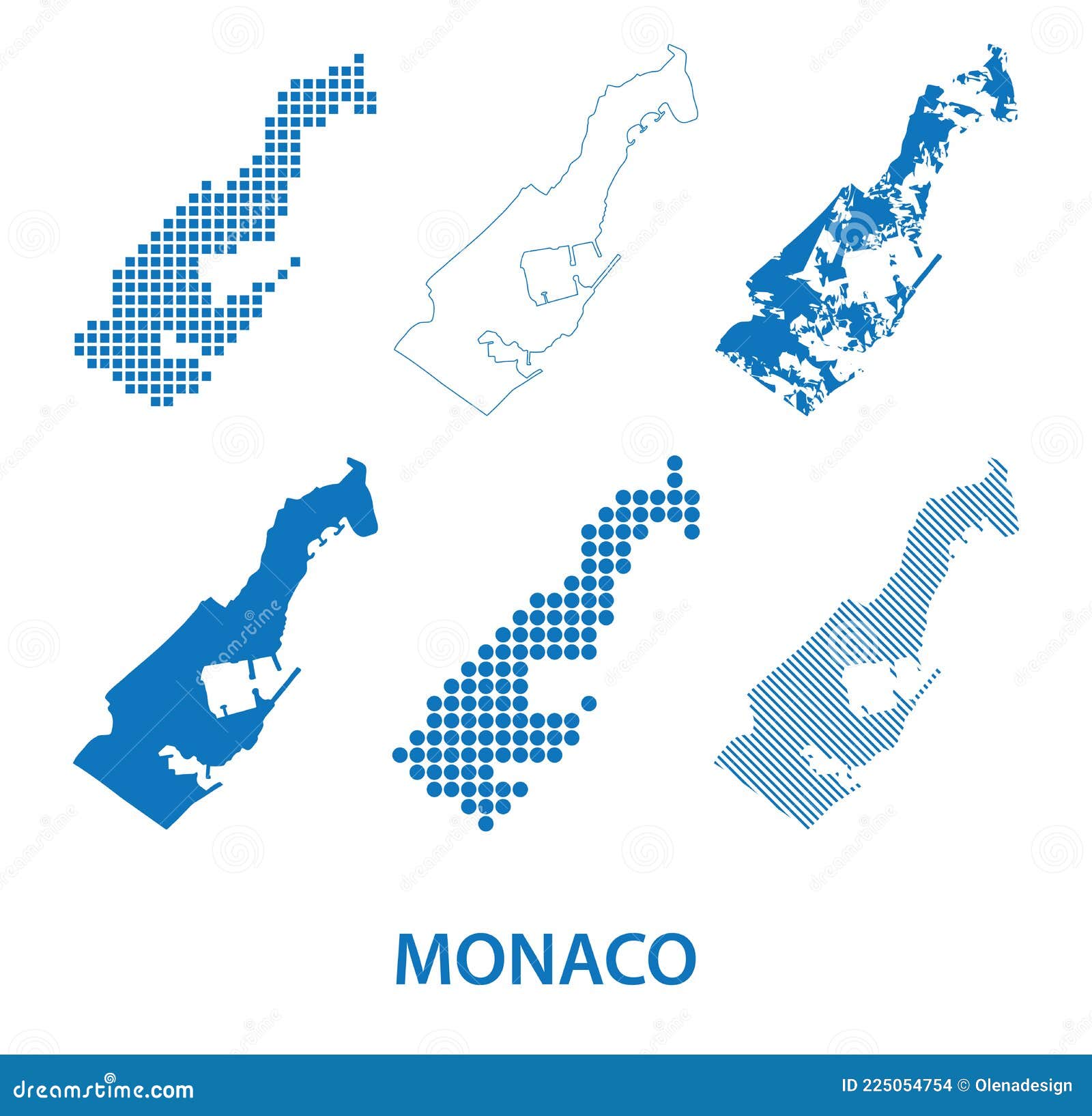 Map of Principality of Monaco - Vector Set of Silhouettes in Different ...