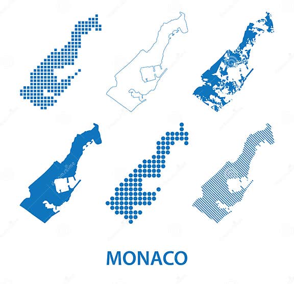 Map of Principality of Monaco - Vector Set of Silhouettes in Different ...
