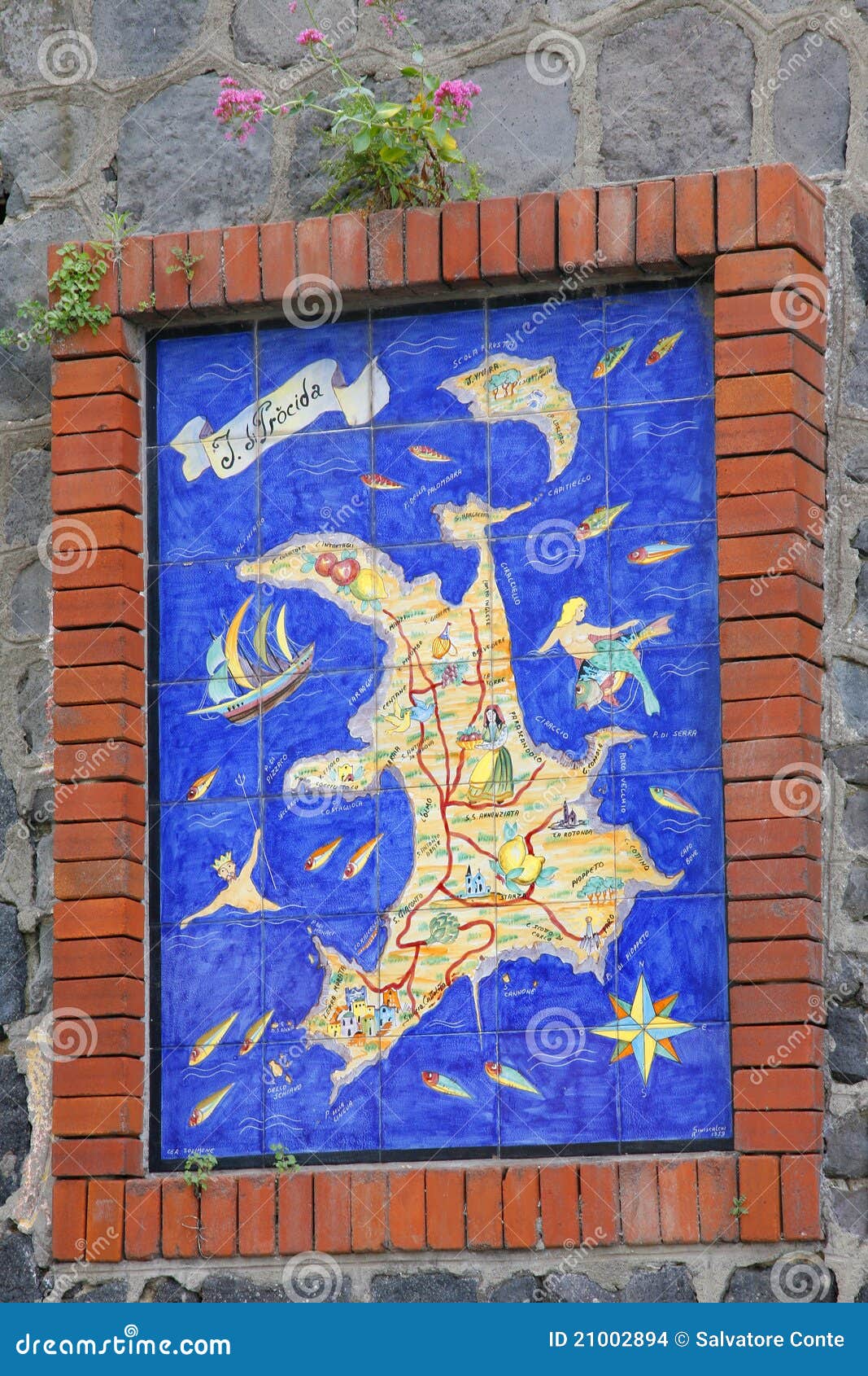 Map of Procida - majolica stock photo. Image of coast - 21002894