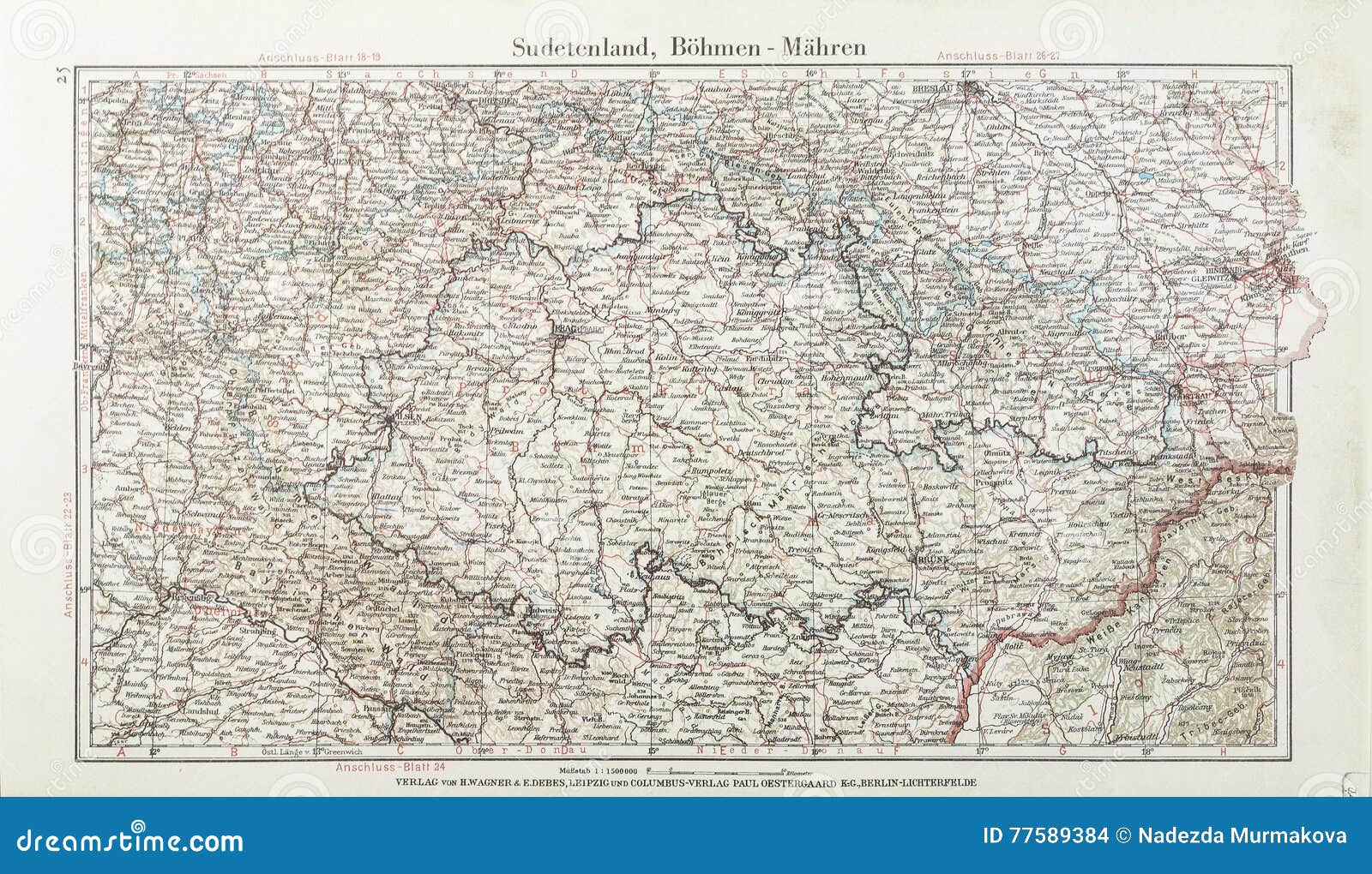 Map of Protectorate of Bohemia and Morava from 1941 Stock Photo - Image ...