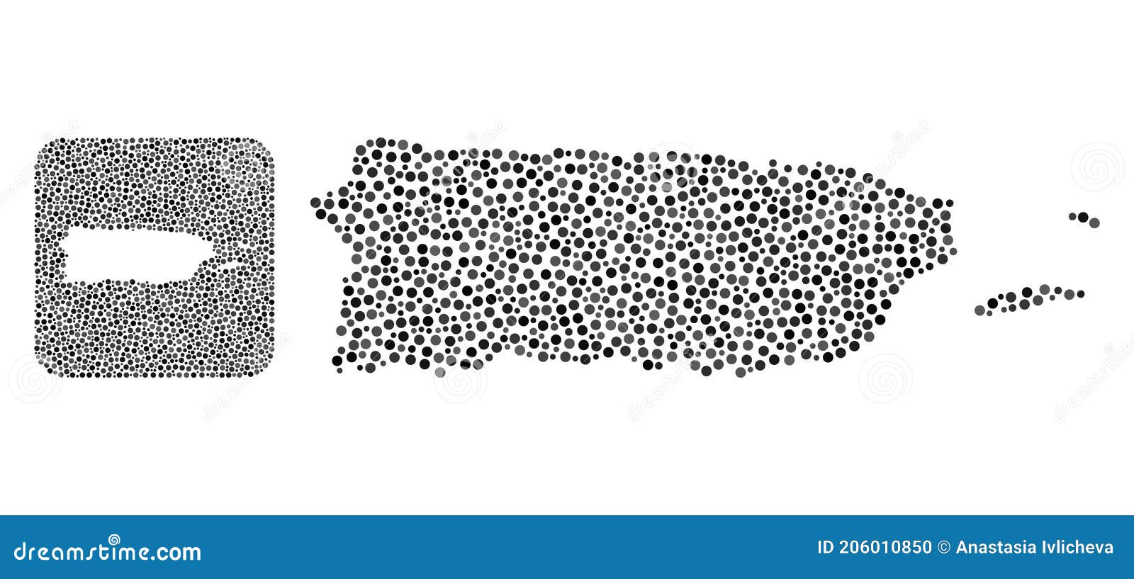 Map of Puerto Rico - Dot Collage with Hole Stock Vector - Illustration ...