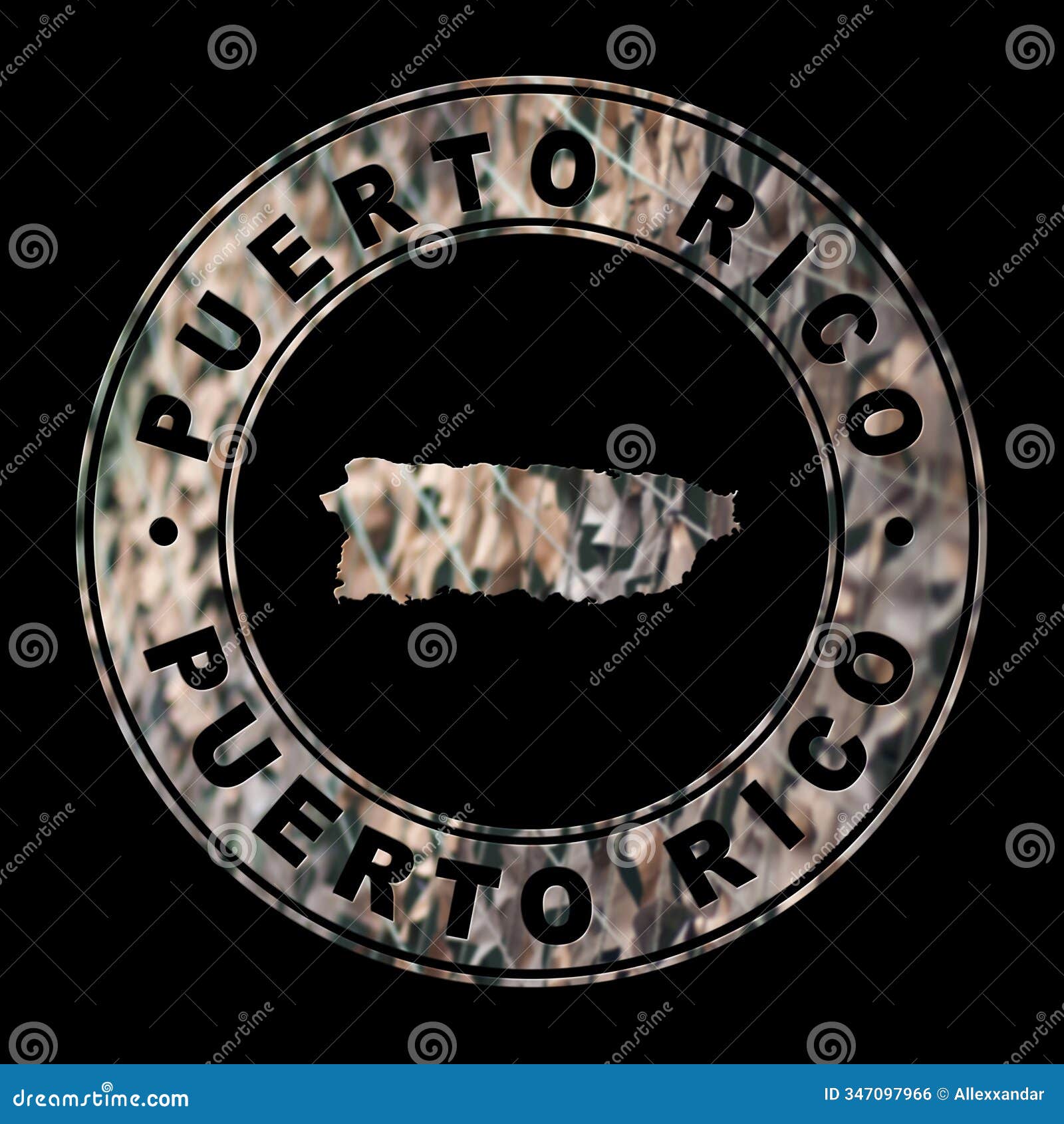 Map of Puerto Rico, Military Stamp Stock Illustration - Illustration of ...