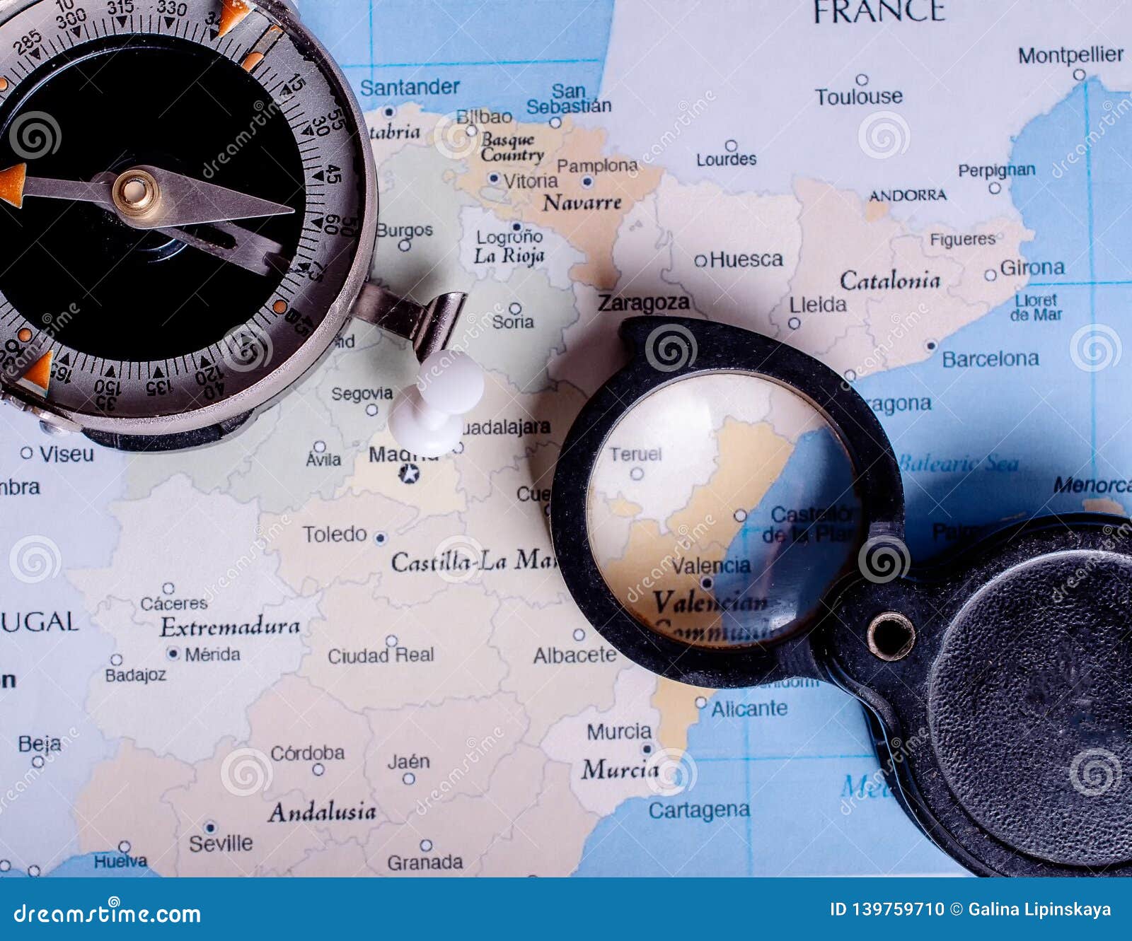Travel Destination Italy, Map With Compass Royalty-Free Stock Image ...