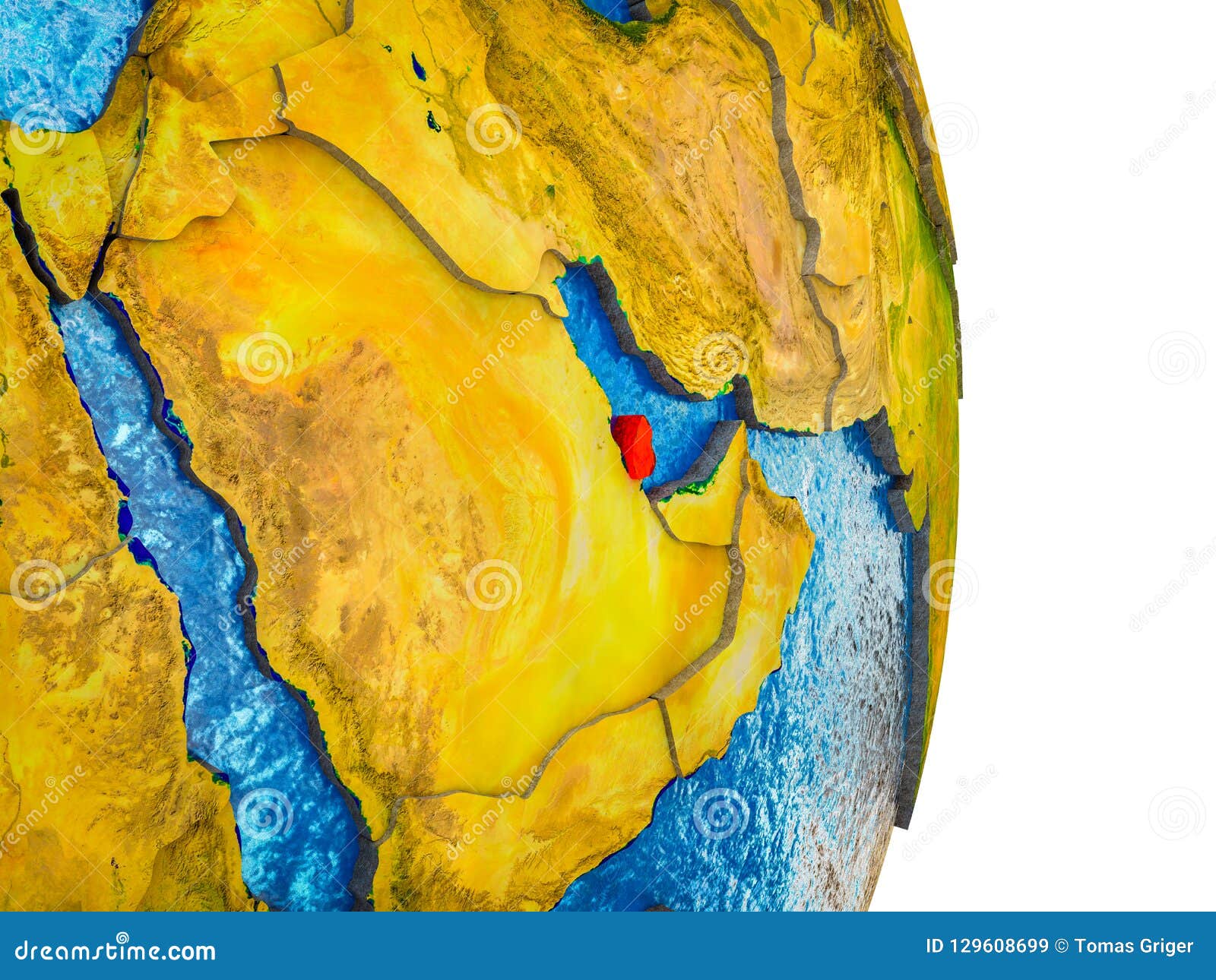 Map of Qatar on 3D Earth stock illustration. Illustration of political ...