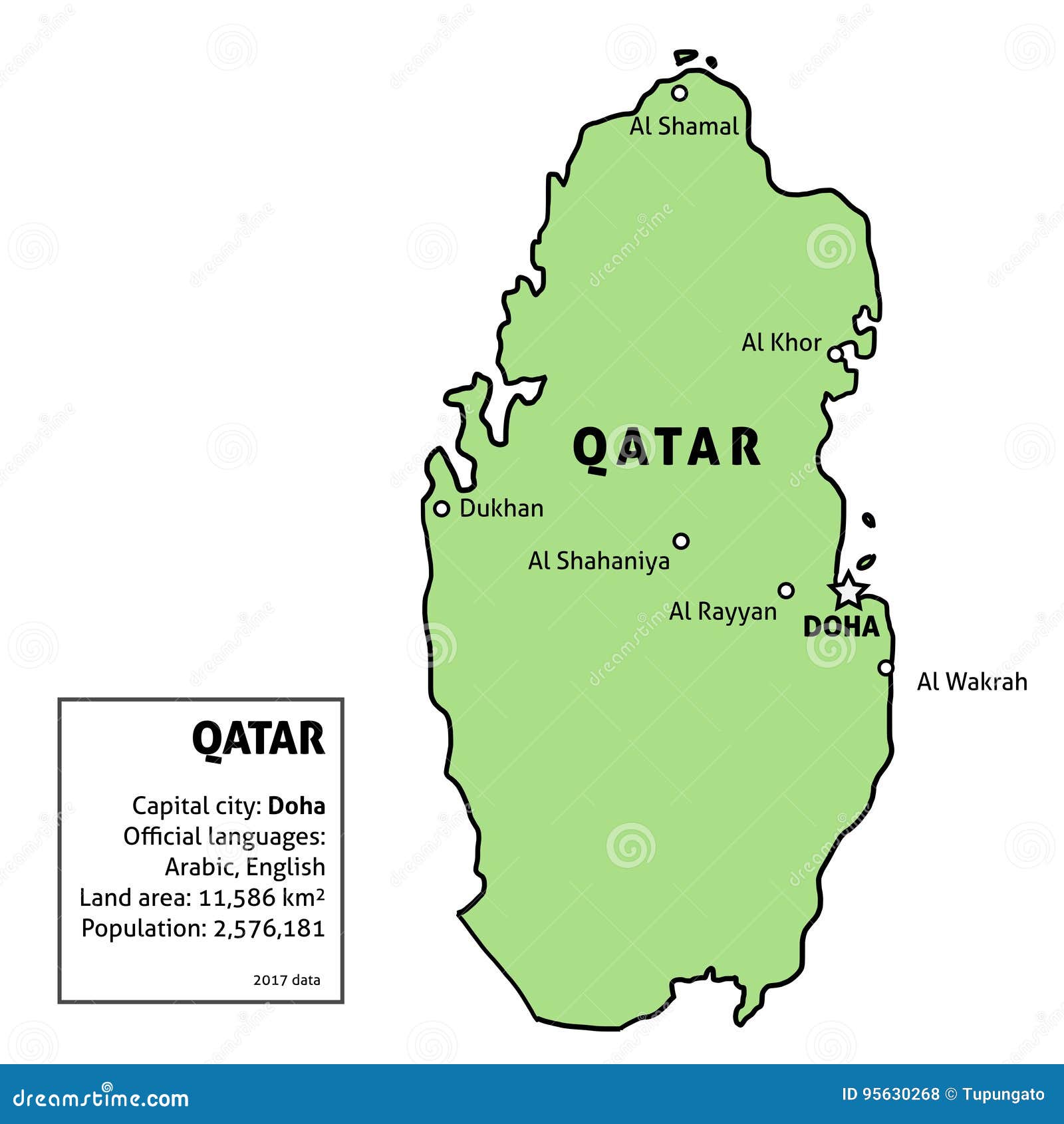 Al Khor State Of Qatar, Municipalities Of Qatar Map Vector Illustration ...