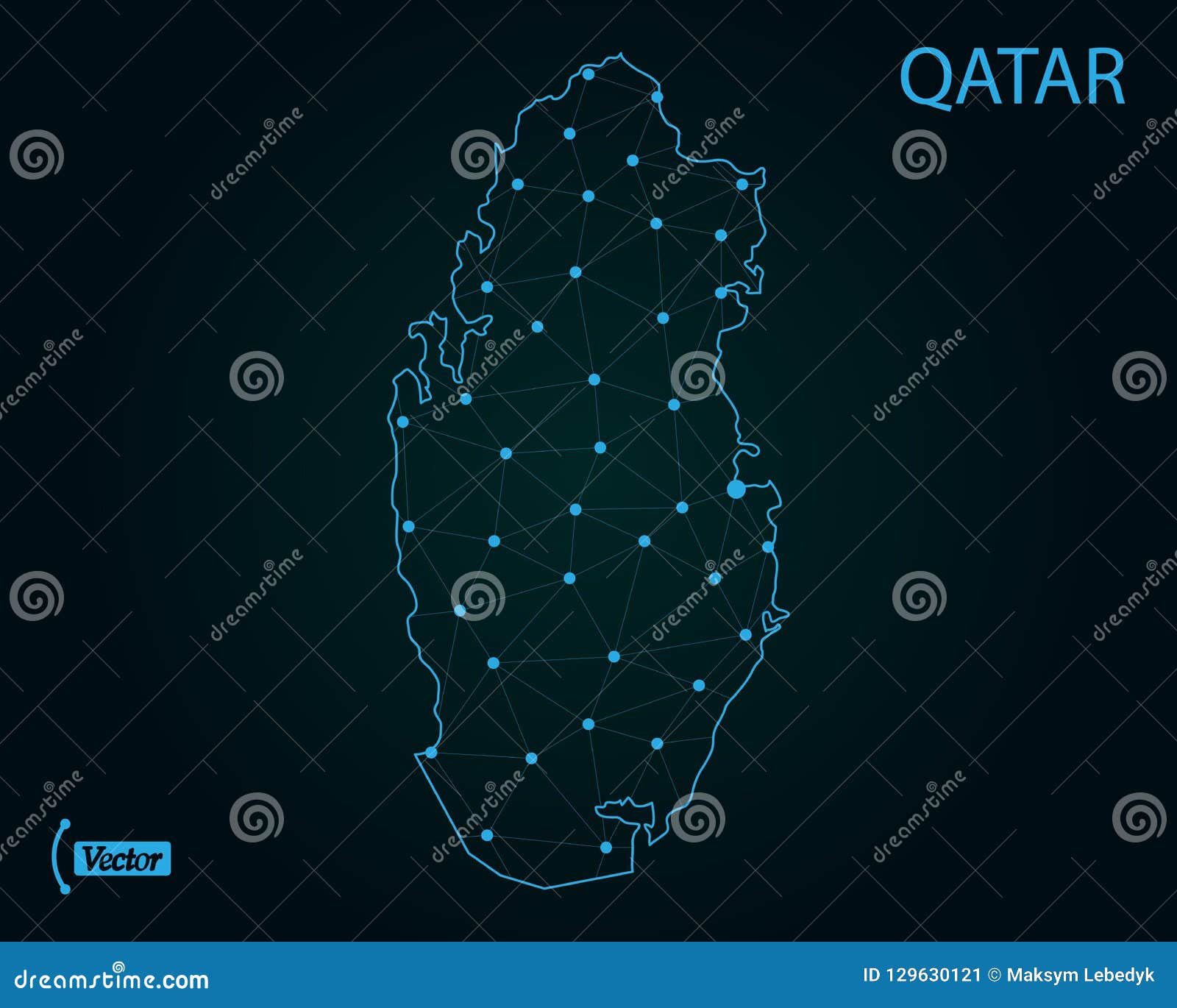 Qatar Vector Map Isolated On White Background. High-Detailed Black ...