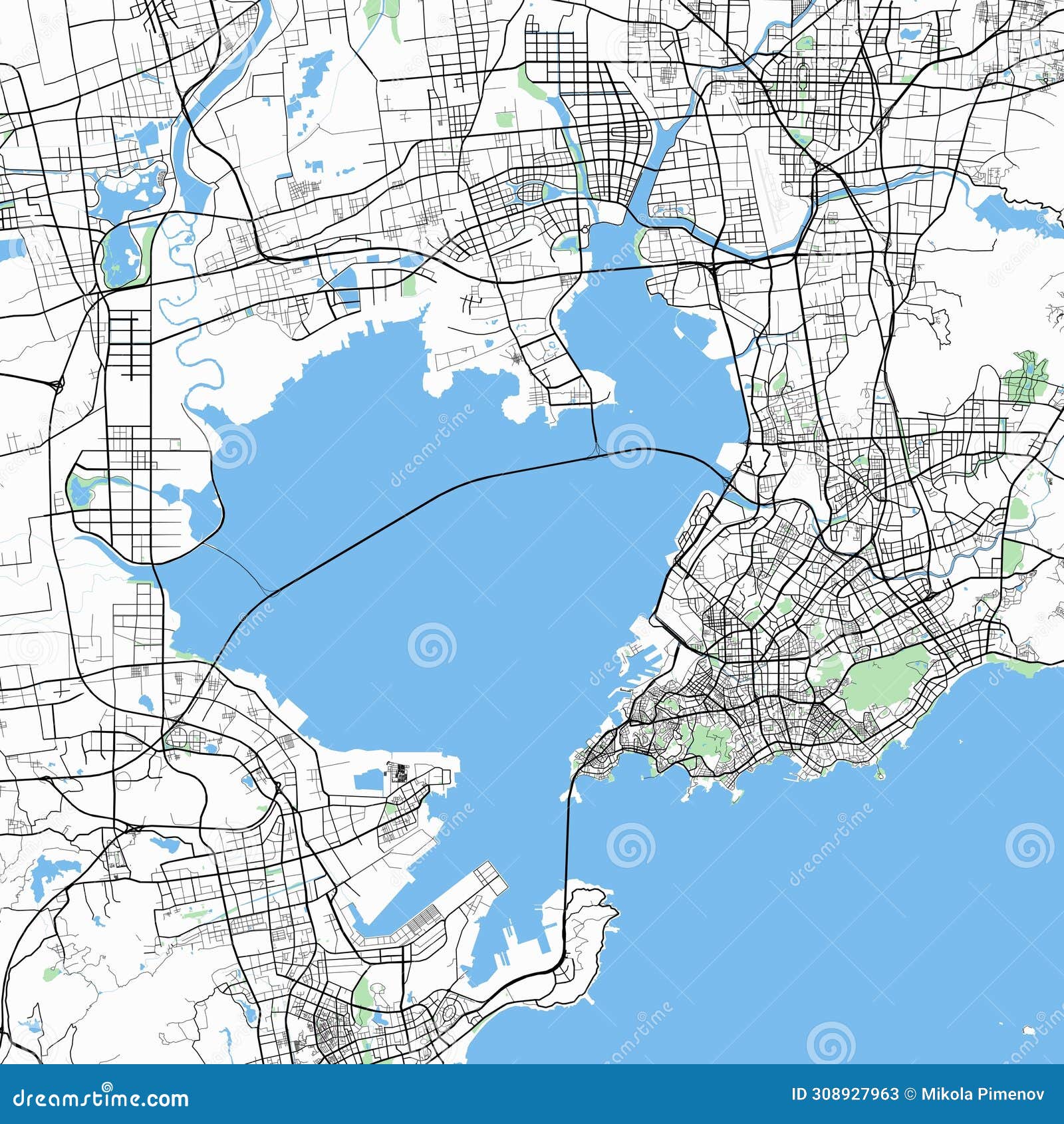 Qingdao City People`s Republic Of China, Shandong Province Map Vector ...