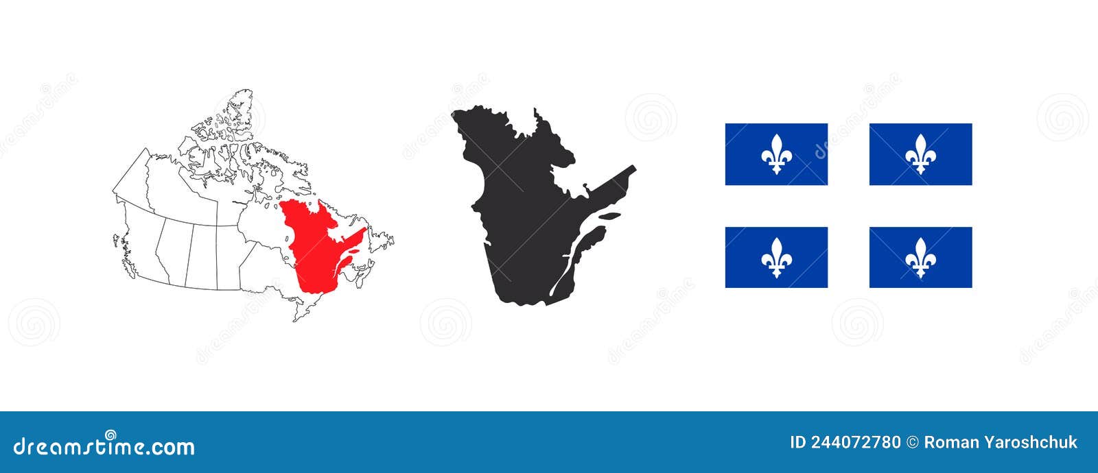 Quebec Canada Flag Map