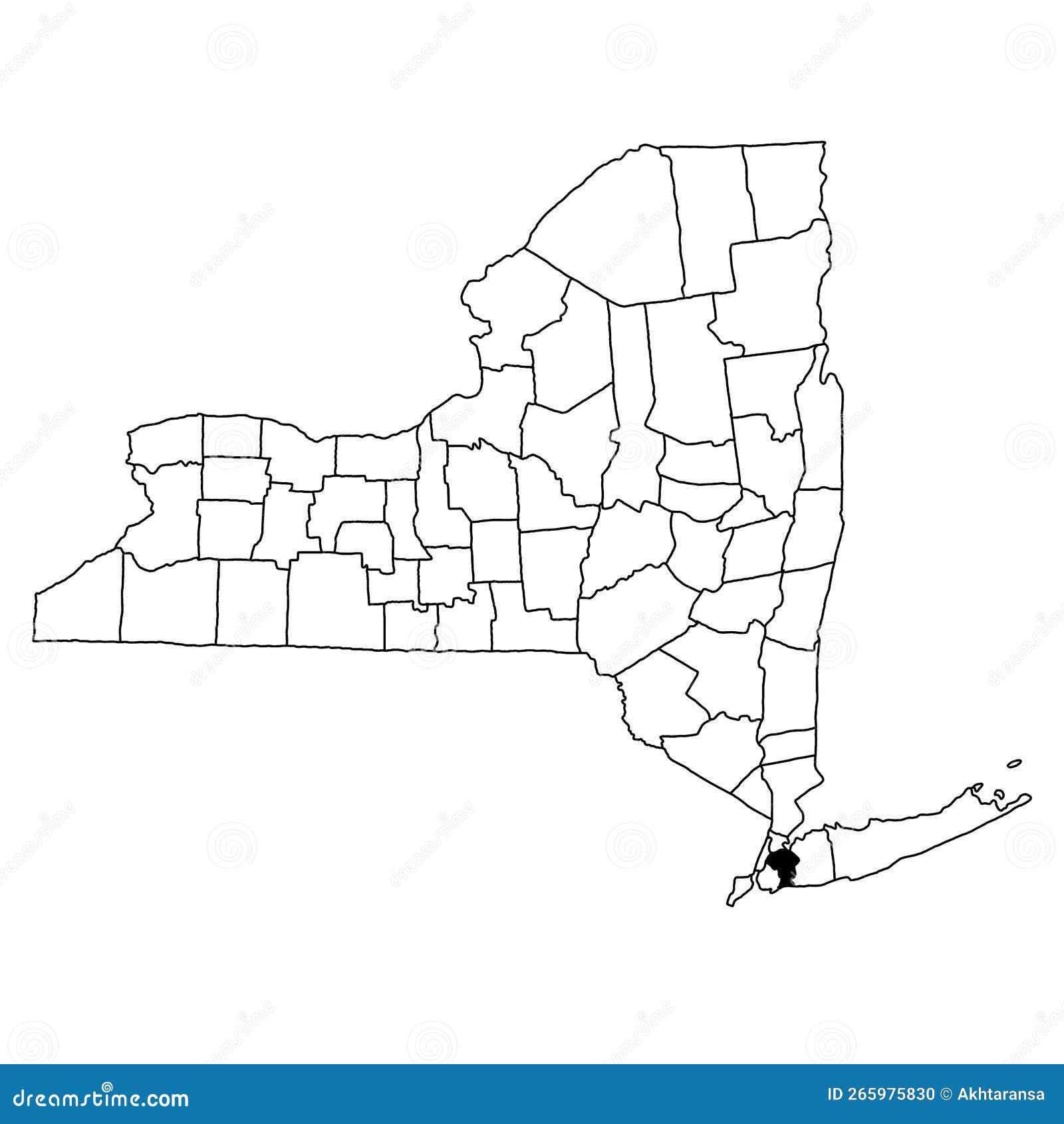 Map of Queens County in New York State on White Background. Single ...