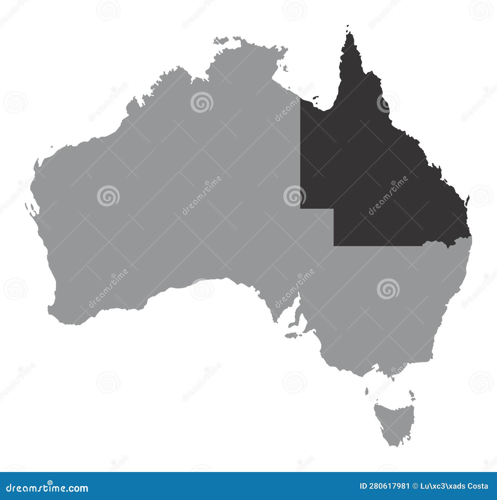 Map of Queensland in Australia Stock Vector - Illustration of federal ...