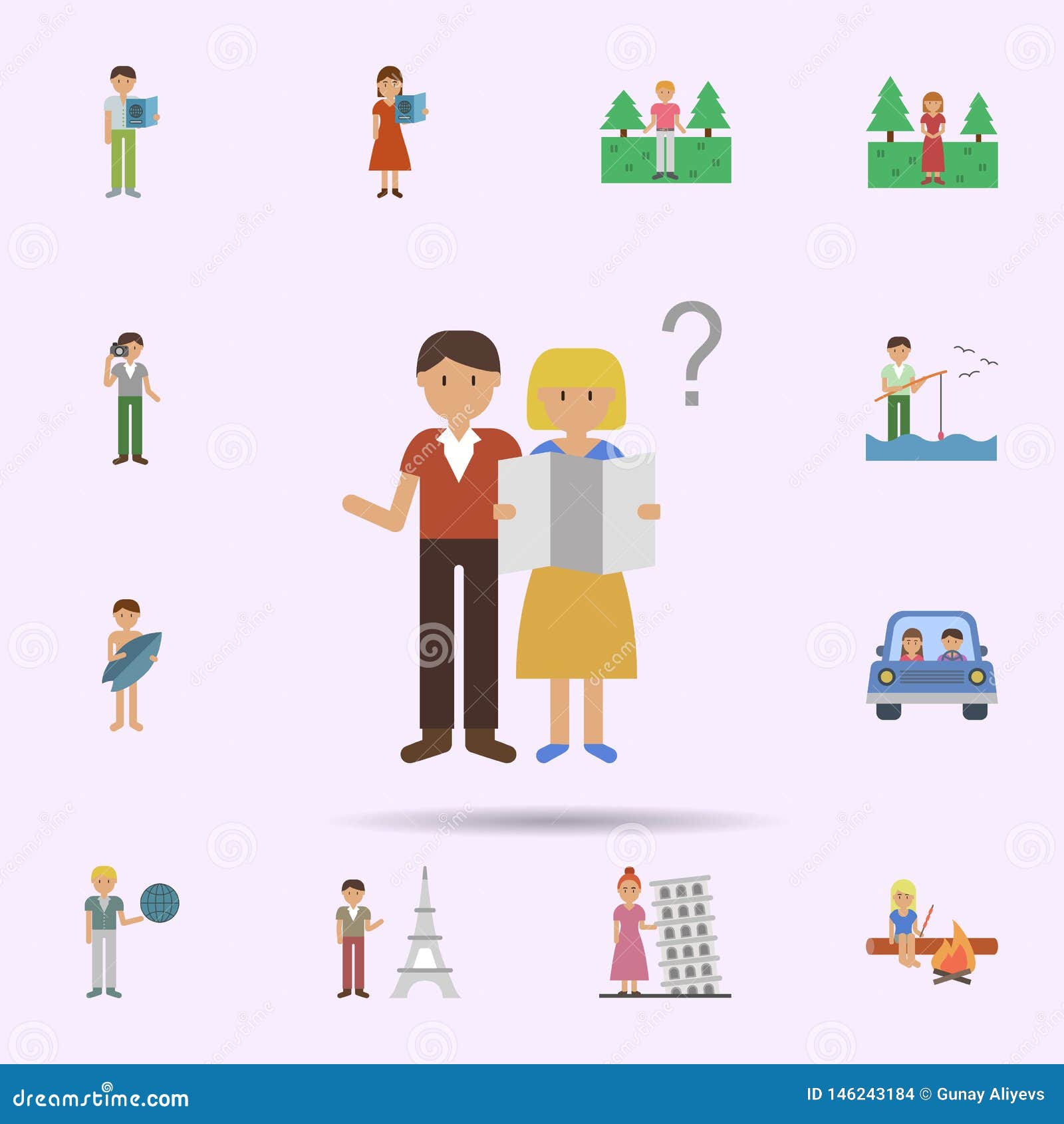 Map, Question, Tourists Cartoon Icon. Universal Set of Travel for ...