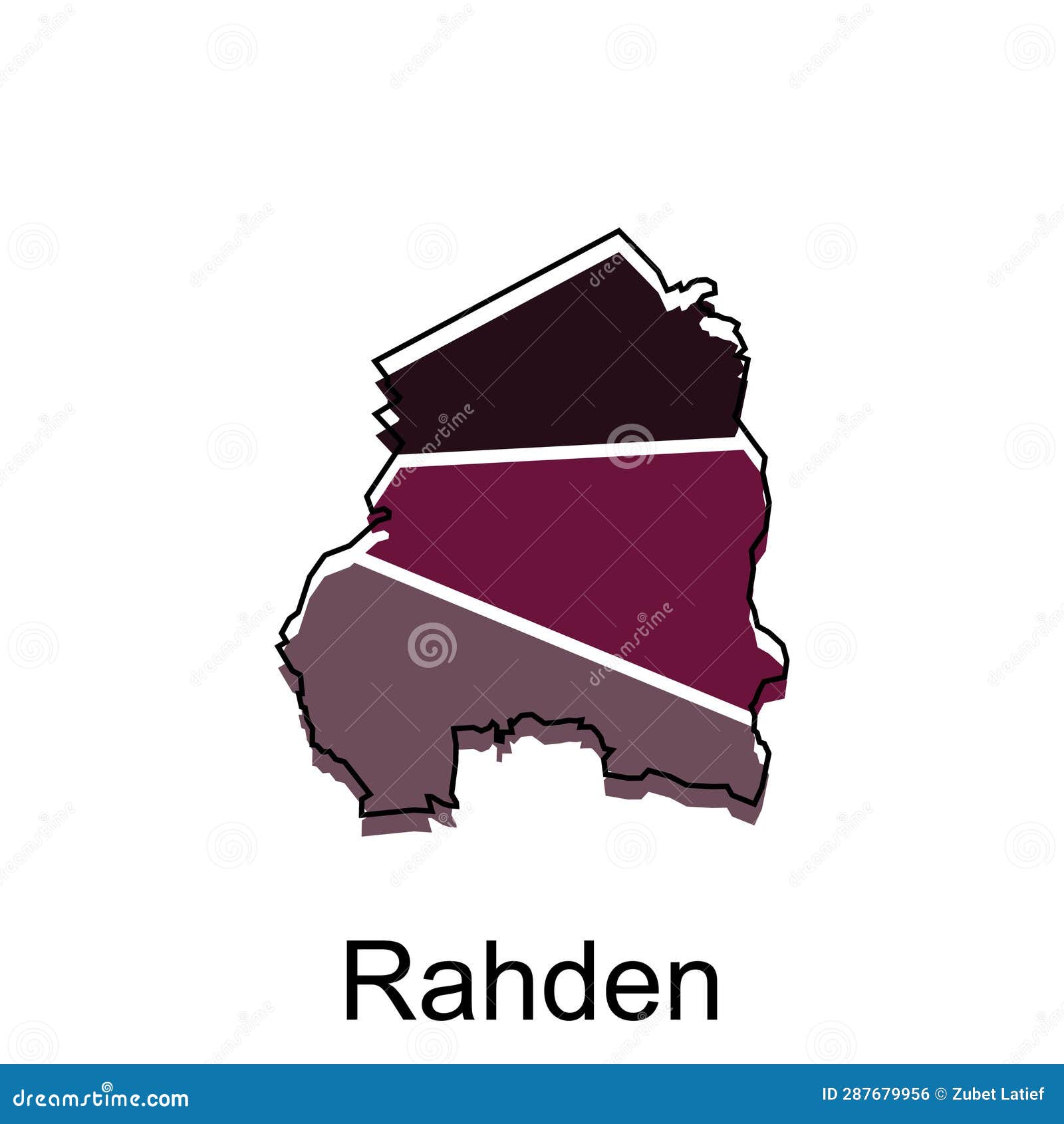 Map of Rahden Modern with Outline Style Vector Design, World Map ...
