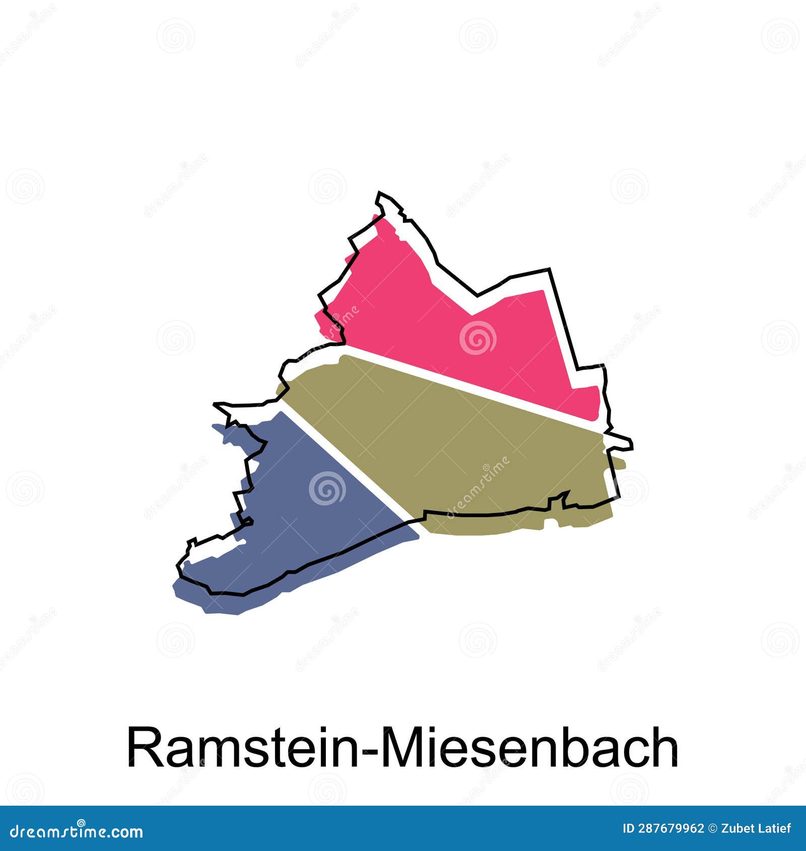 Map of Ramstein Miesenbach Modern with Outline Style Vector Design ...
