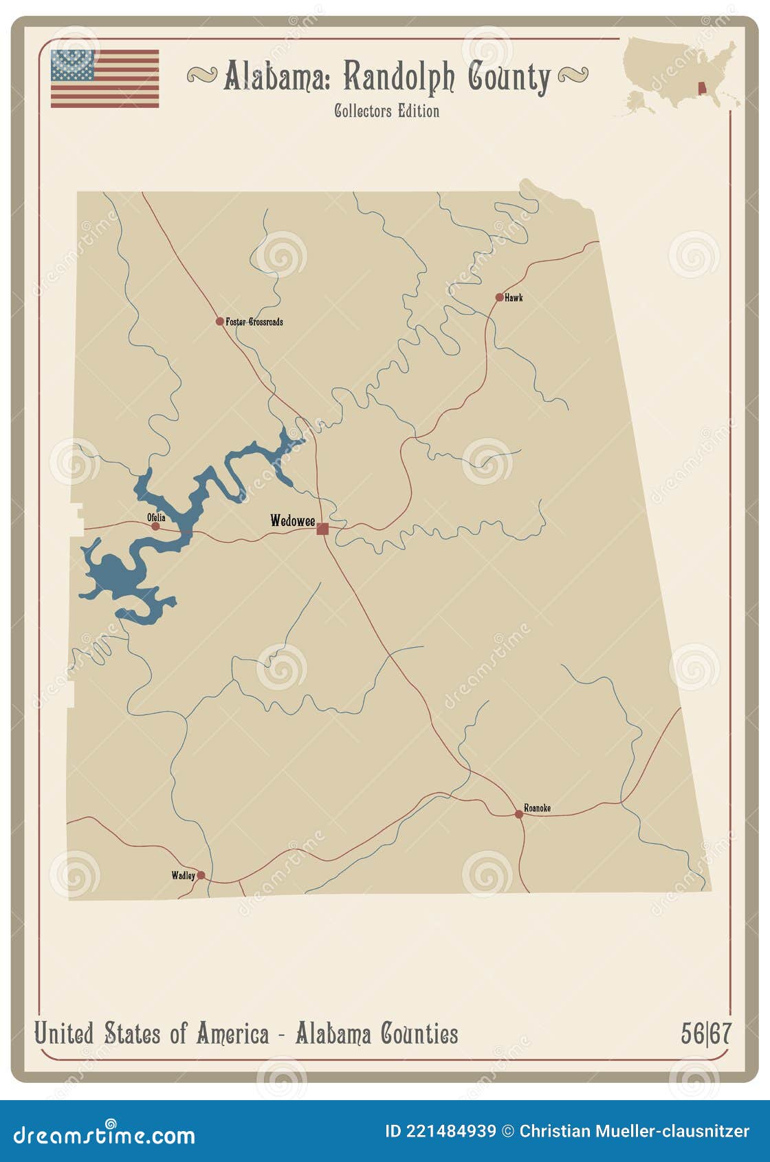 Alabama: Randolph County Map Vector Illustration | CartoonDealer.com ...