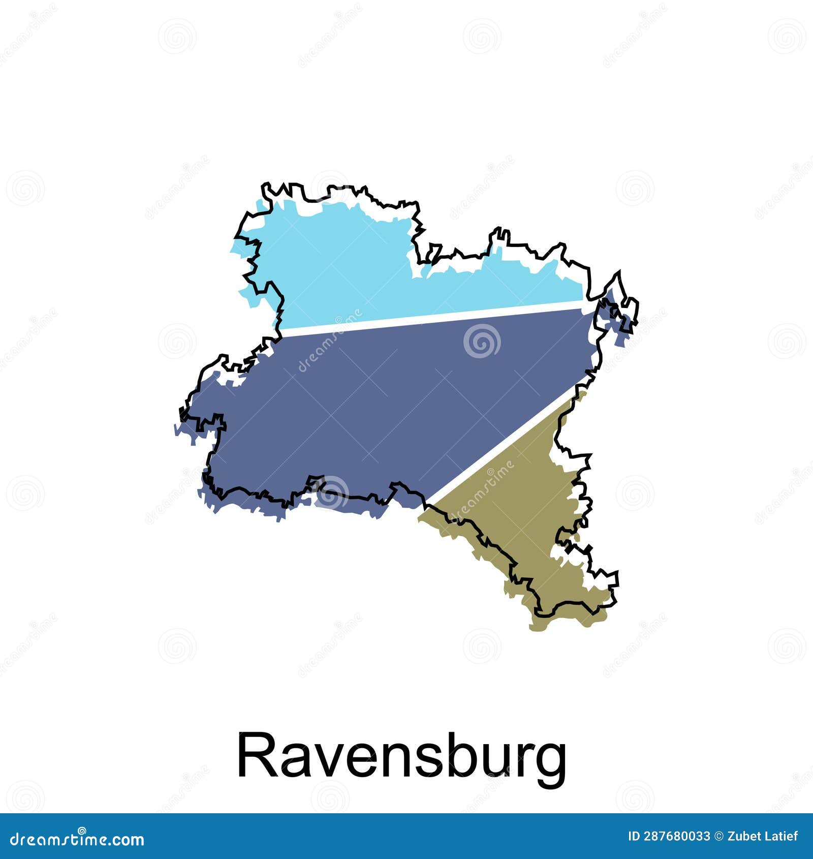 Map of Ravensburg Modern with Outline Style Vector Design, World Map ...