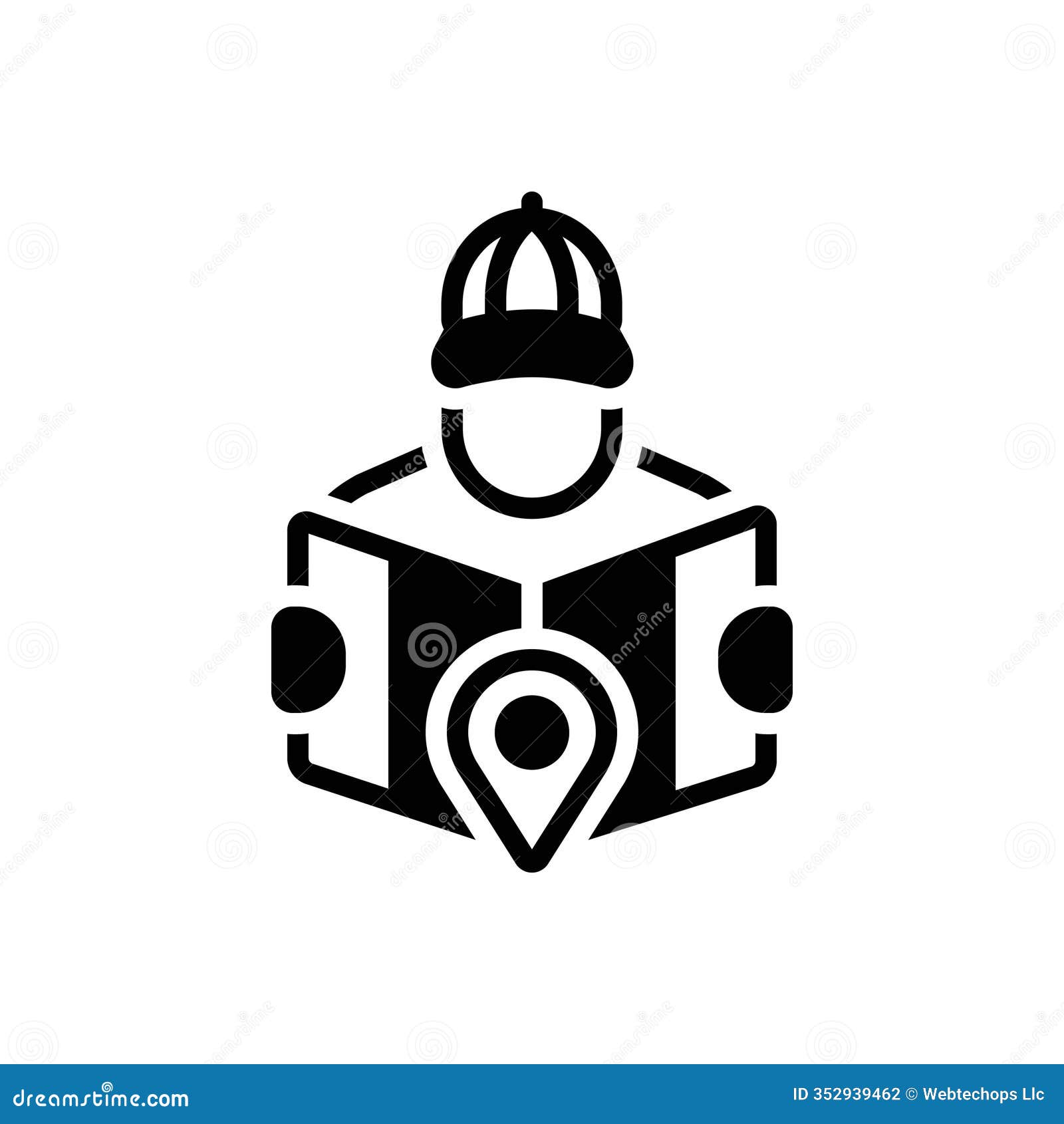 Black Solid Icon for Map Reading, Map and Travel Stock Illustration ...