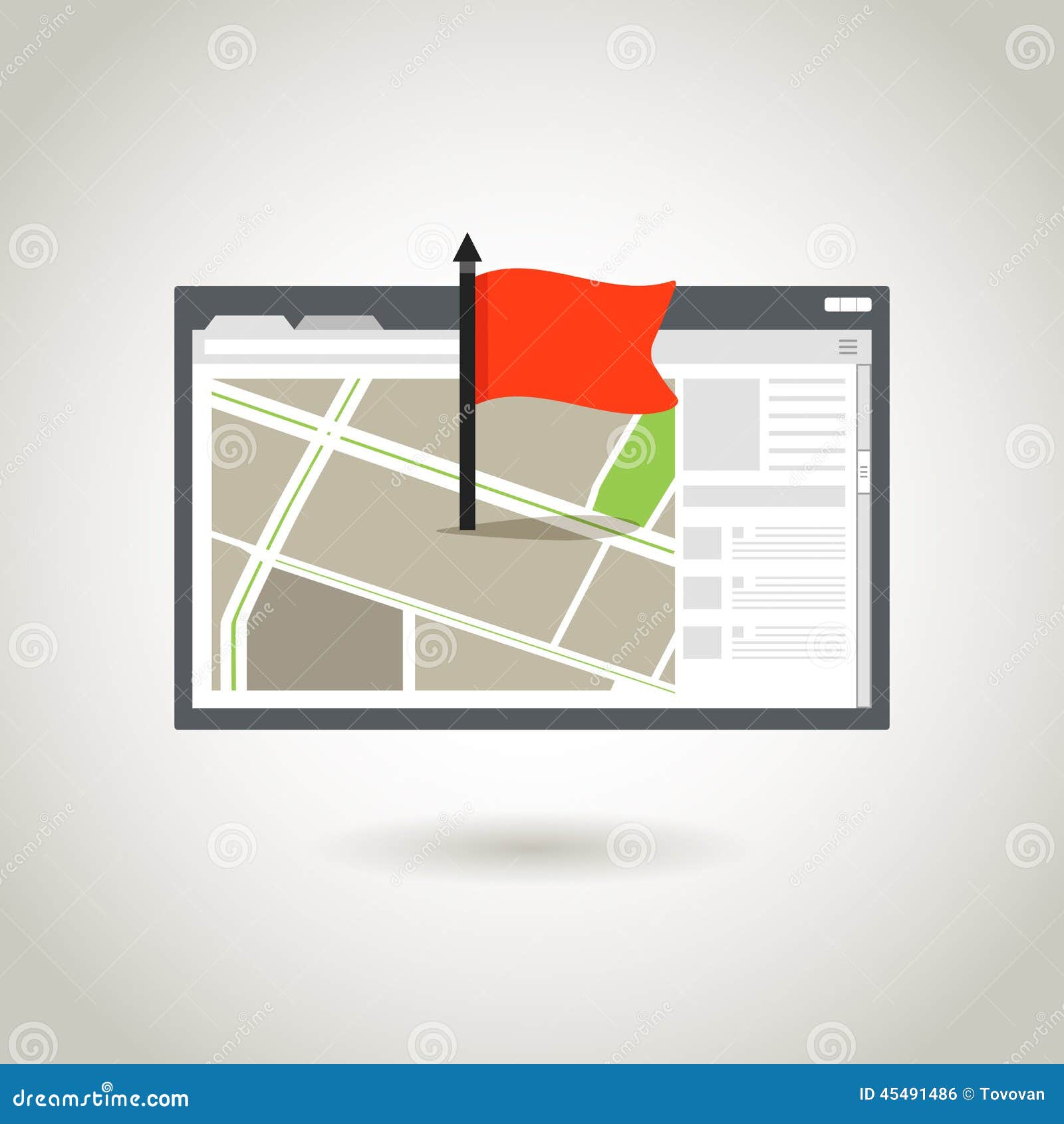 Map and a red flag stock vector. Illustration of plan - 45491486