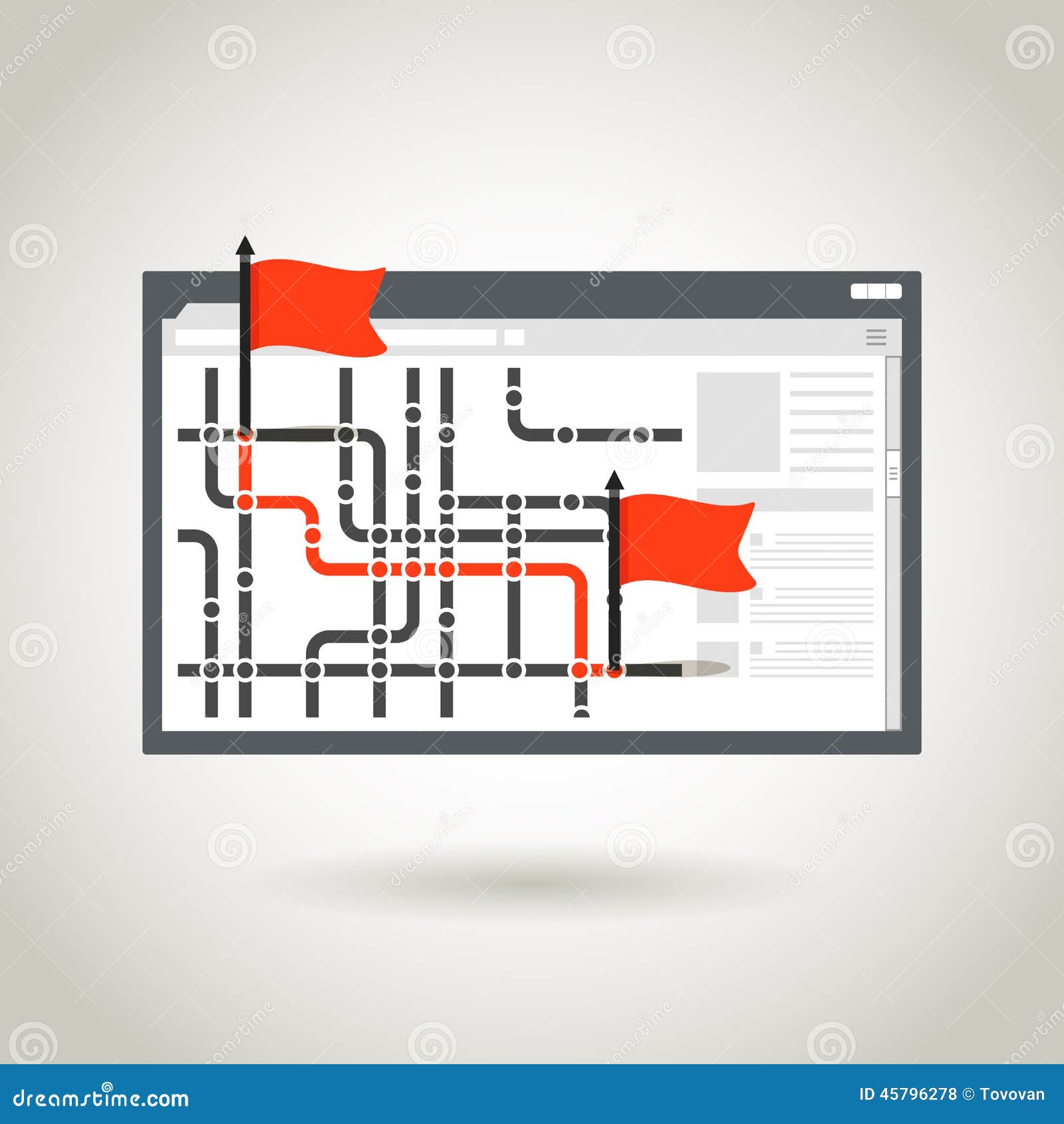 Map and a red flags stock vector. Illustration of cartography - 45796278