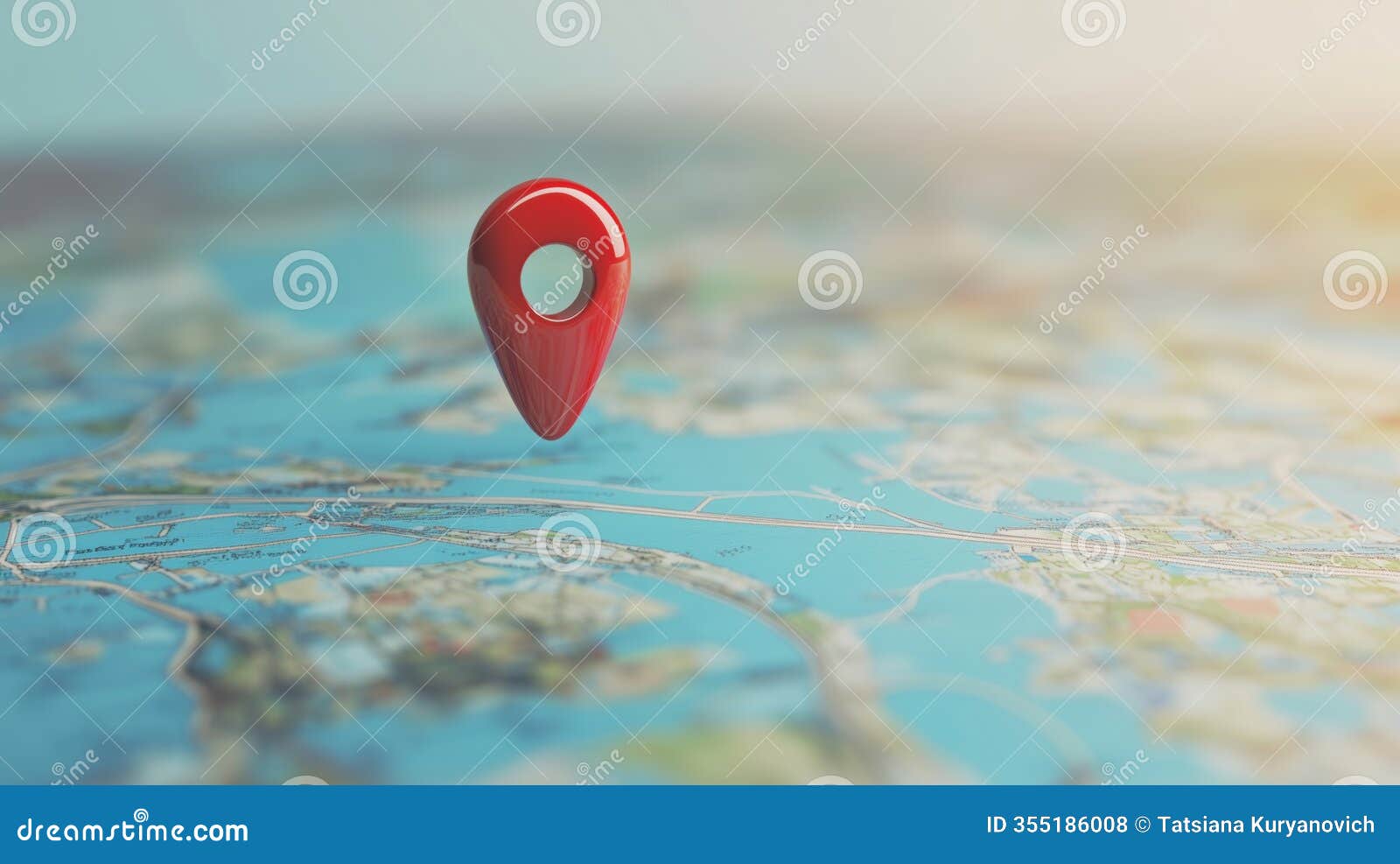Map with Red Location Pin, Highlighting Specific Area Stock Photo ...