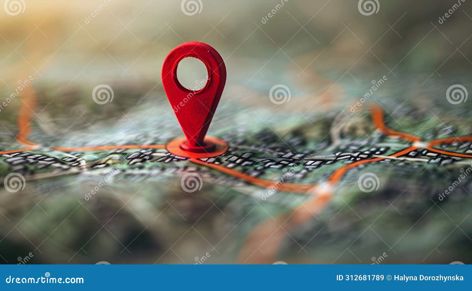 Map with Red Marker. Generative AI Stock Illustration - Illustration of ...
