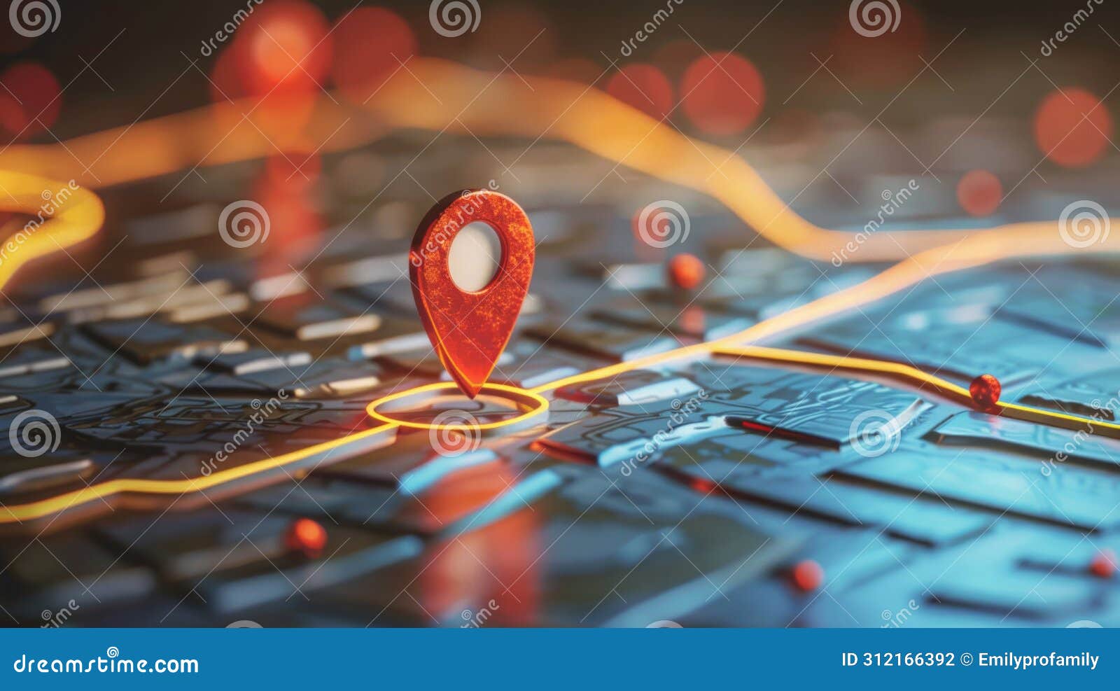 Map with Red Marker stock photo. Image of planning, itinerary - 312166392